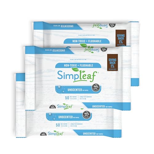 Simpleaf Flushable Wet Wipes | Eco- Friendly, Paraben & Alcohol Free | Hypoallergenic & Safe for ...