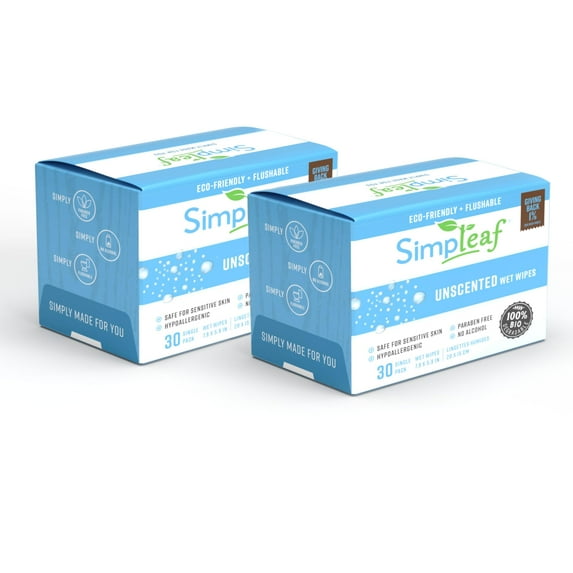 Simpleaf Unscented Flushable Single Pack Wet Wipes | Eco- Friendly, Paraben & Alcohol Free ...