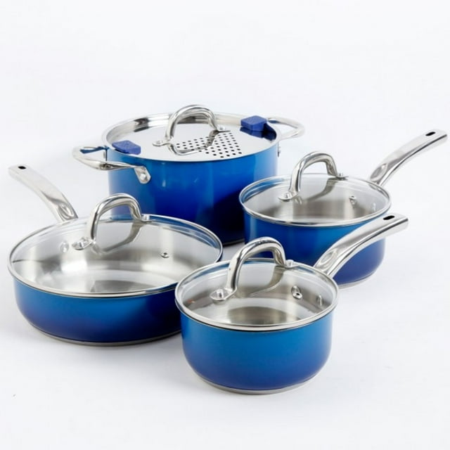 Simplemente Delicioso Arte Gourmet 8 Piece Cookware Set - Blue ...