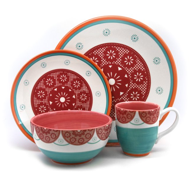 Simplemente Delicioso Evita 16-Piece Dinnerware Set, Magenta - Walmart.com