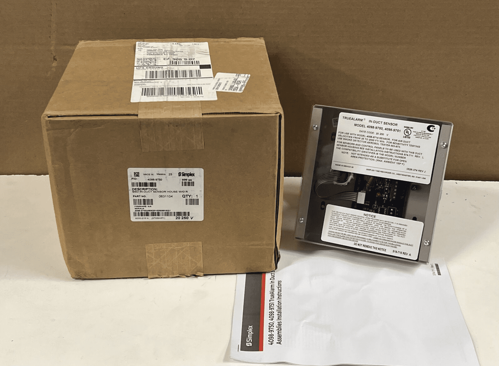 Simplex 4098-9750 TrueAlarm SSD In-Duct Sensor Housing, w/o Relay 4098 ...