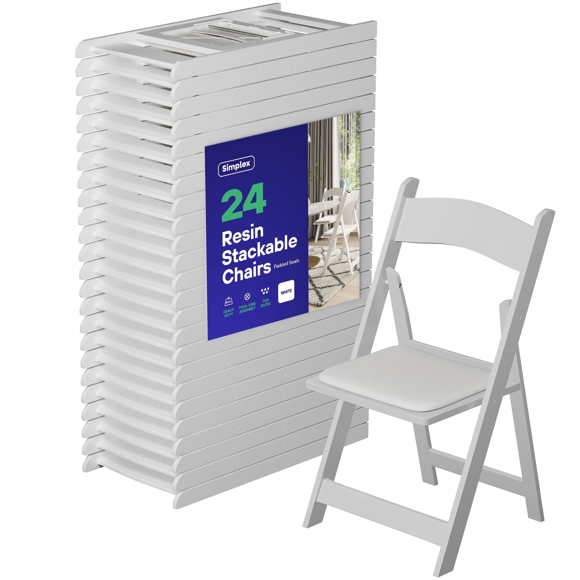 Simplex Furniture New Resin Stackable Chairs Indoor & Outdoor White ...