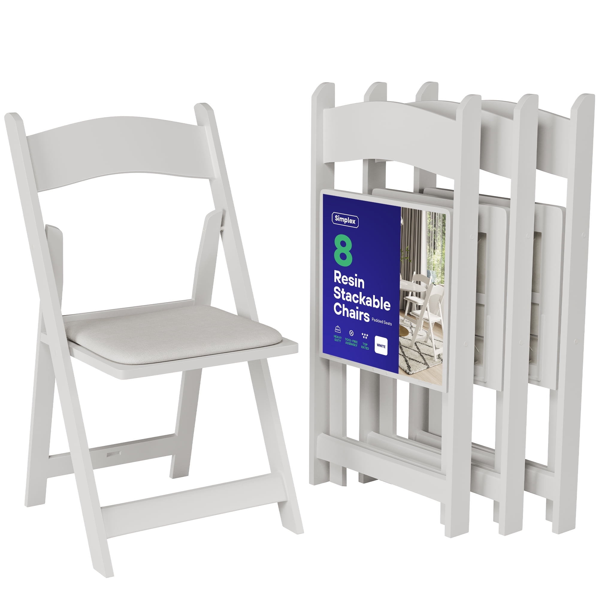 Simplex Furniture New Resin Stackable Chairs Indoor & Outdoor White ...