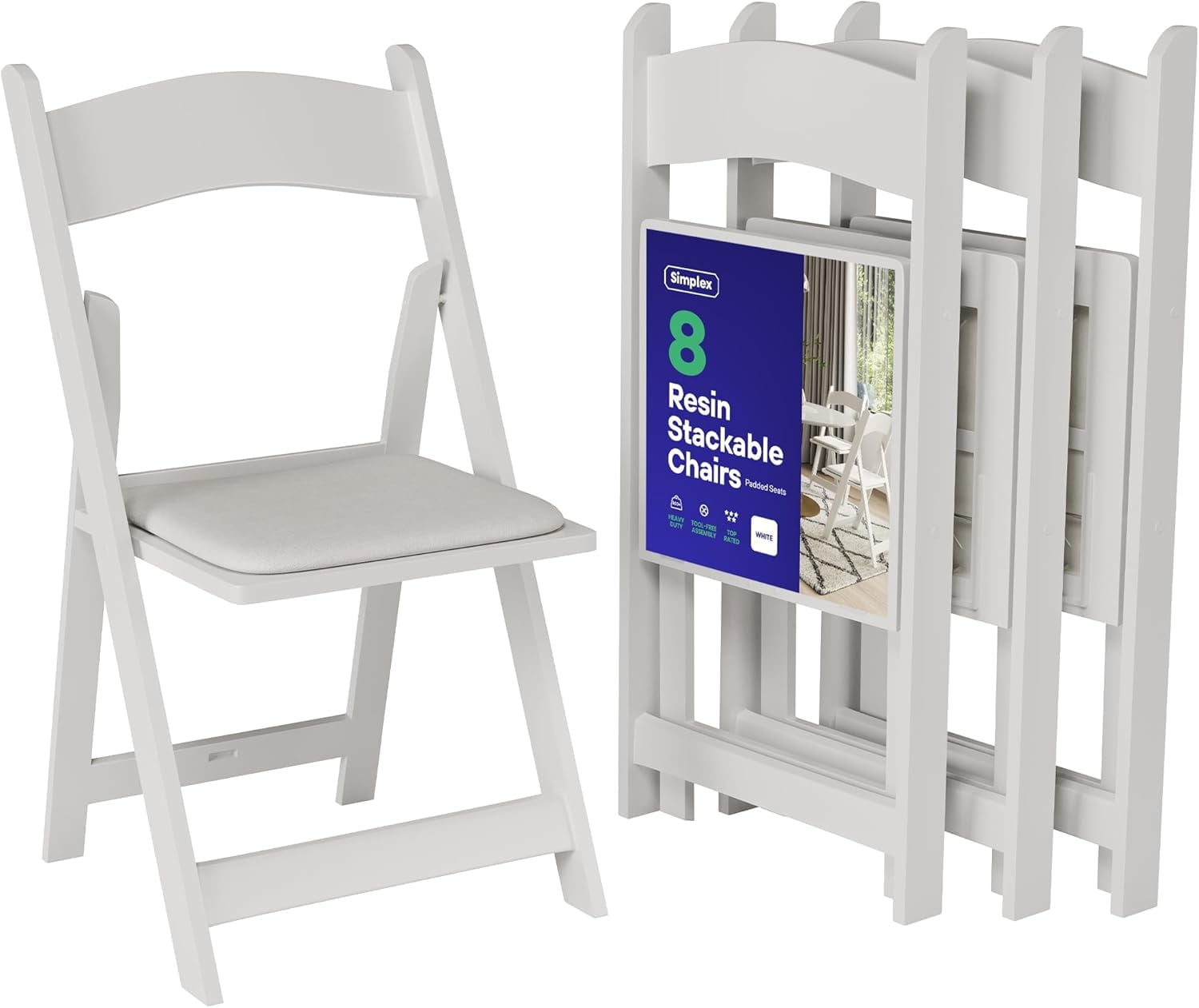 Simplex Furniture New Resin Stackable Chairs Indoor & Outdoor White ...