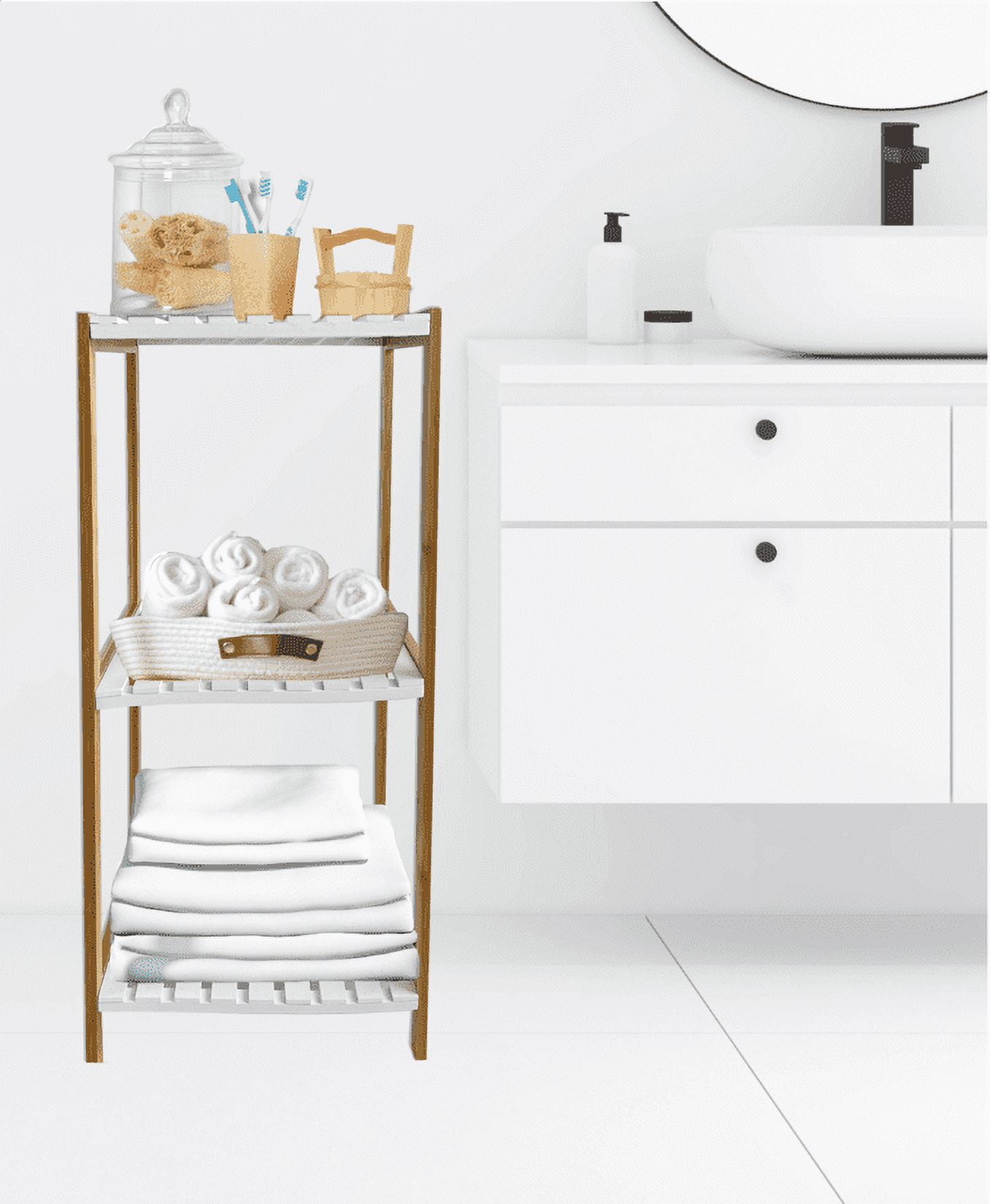 Simpli Furnished LLC-3 Tier Bamboo Storage Shelf Bookshelf Stand for ...