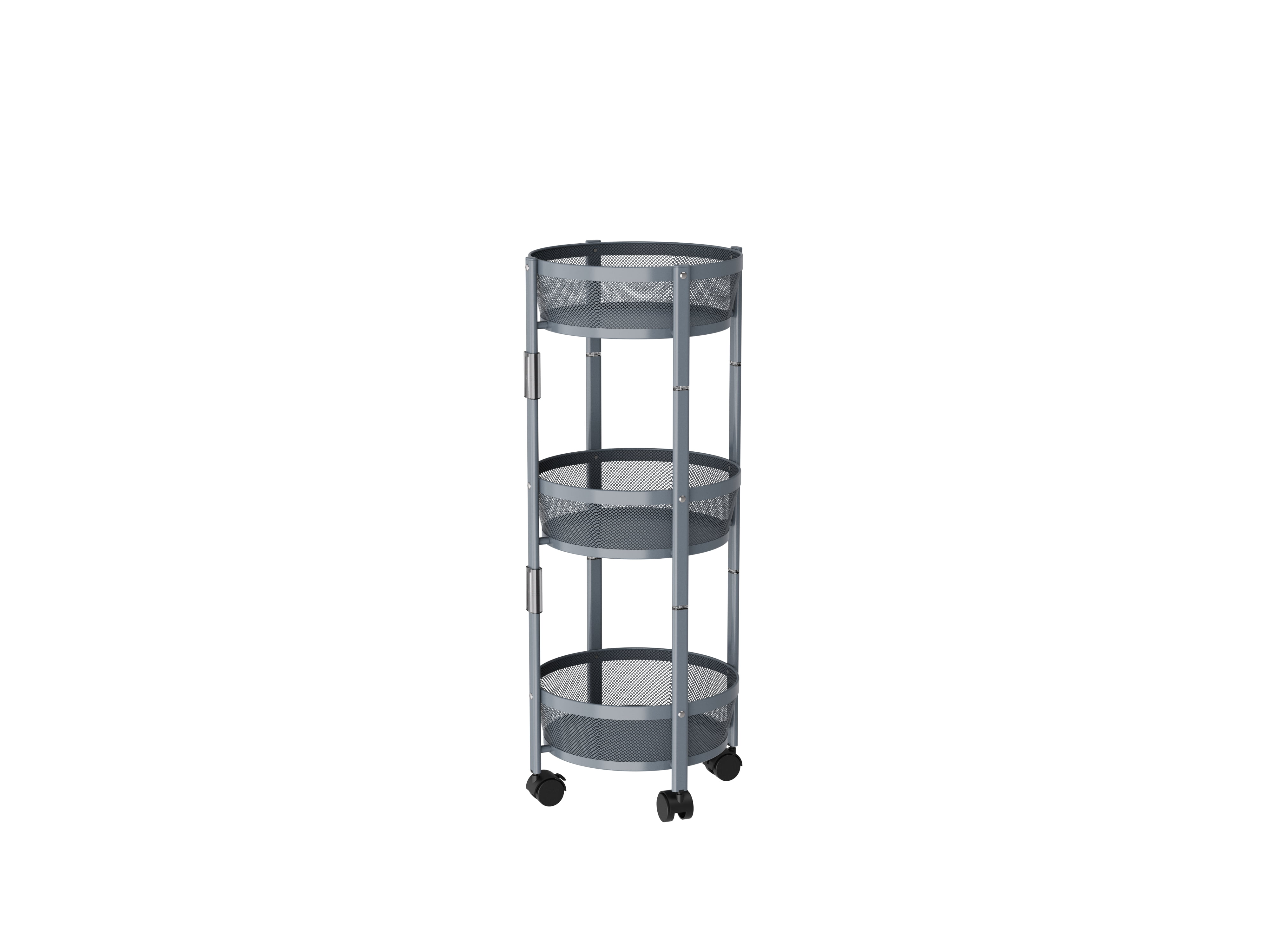 Simpli Furnished LLC 3 Tier Round Metal Rolling Cart, Grey - Walmart.com