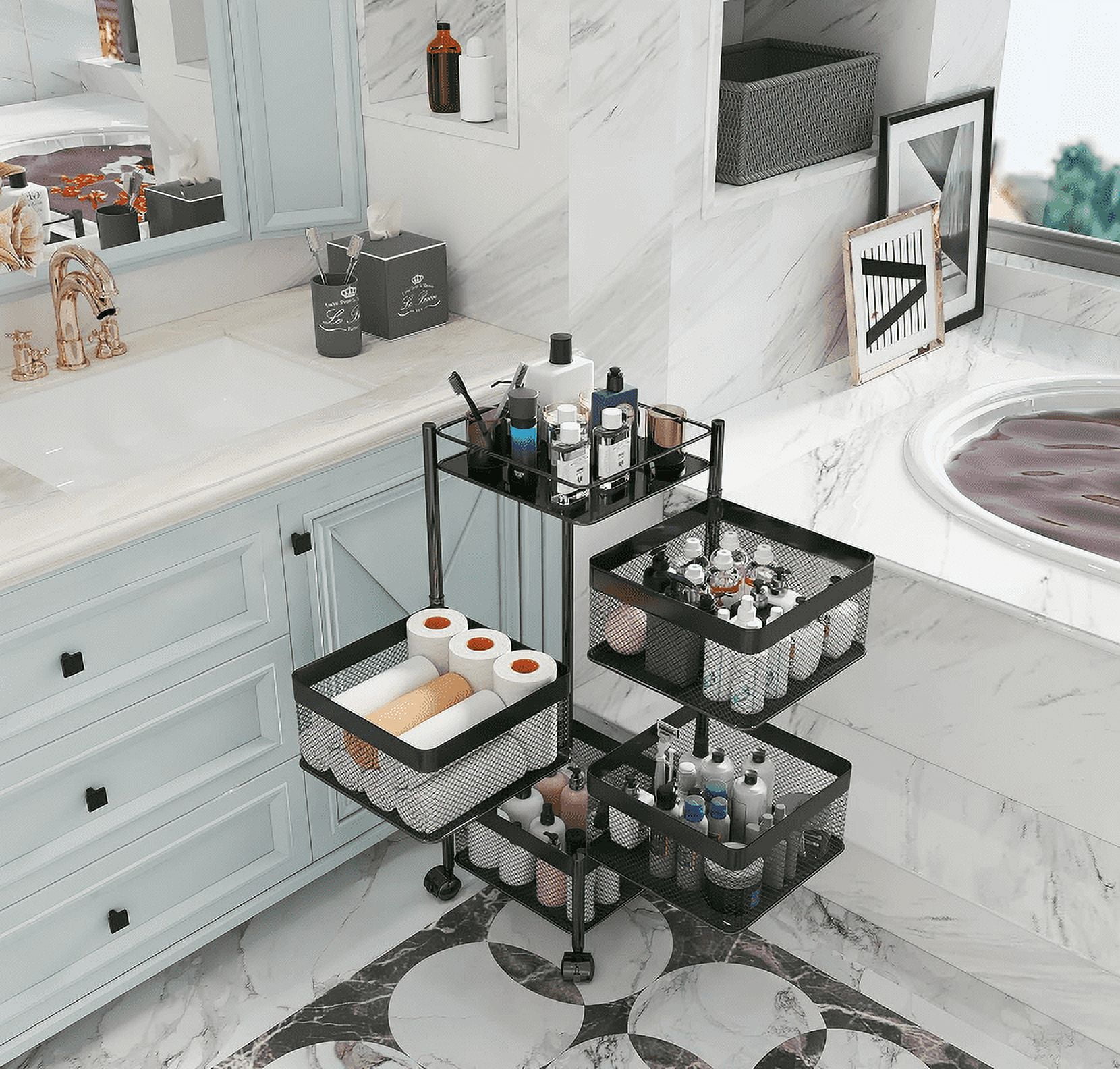 Simpli Furnished LLC 4-Tier Rotating Square Storage Shelf, Multipurpose ...