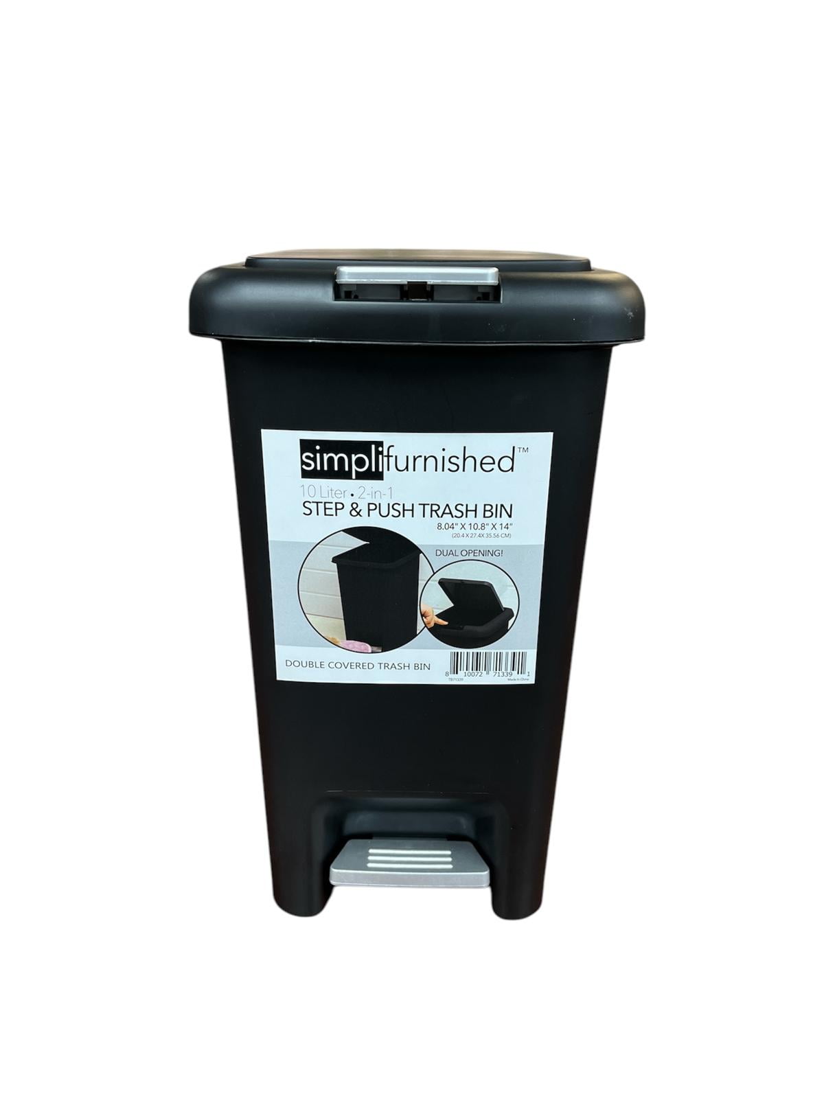Simpli Furnished Step & Push Trash Bin, Black - Walmart.com
