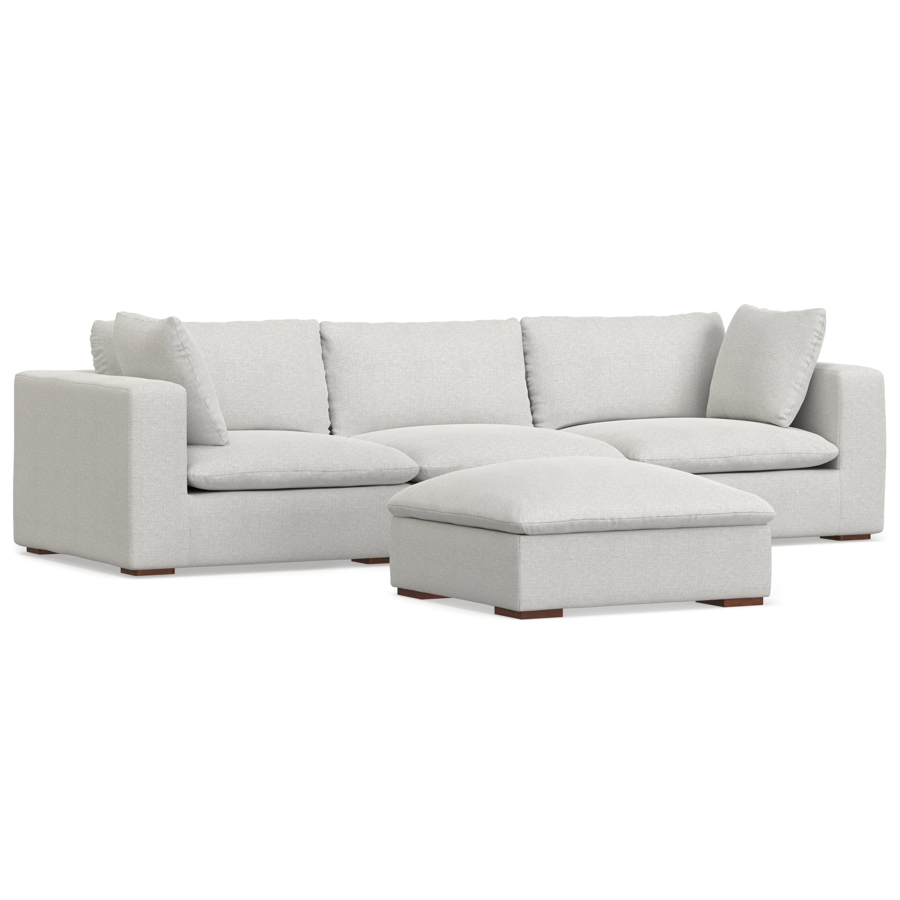 Simpli Home Jasmine 3-Seater Modular Sofa and Ottoman Set in ...