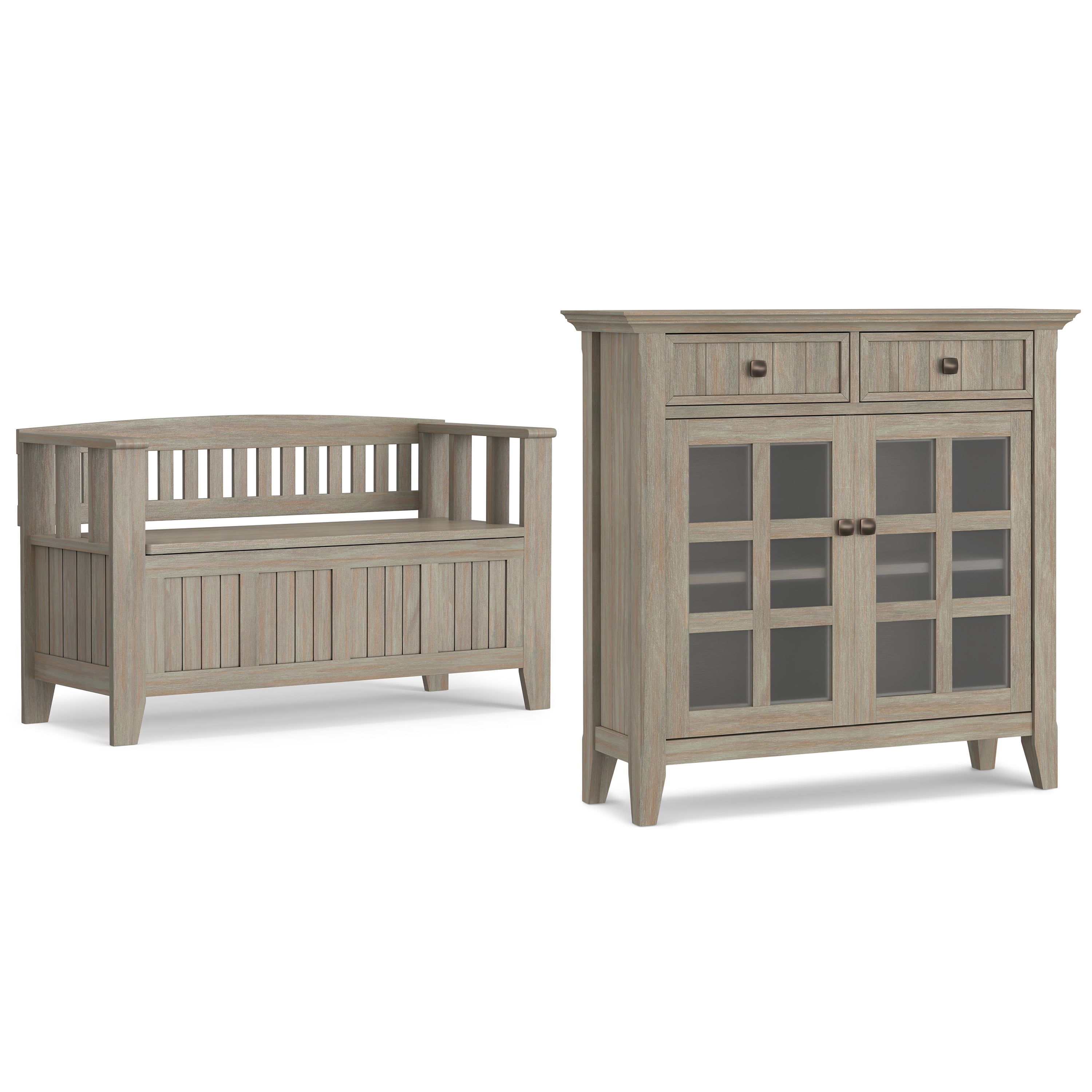 Acadian Solid Wood 48 inch Wide Storage Bench and 36 inch Wide Storage ...