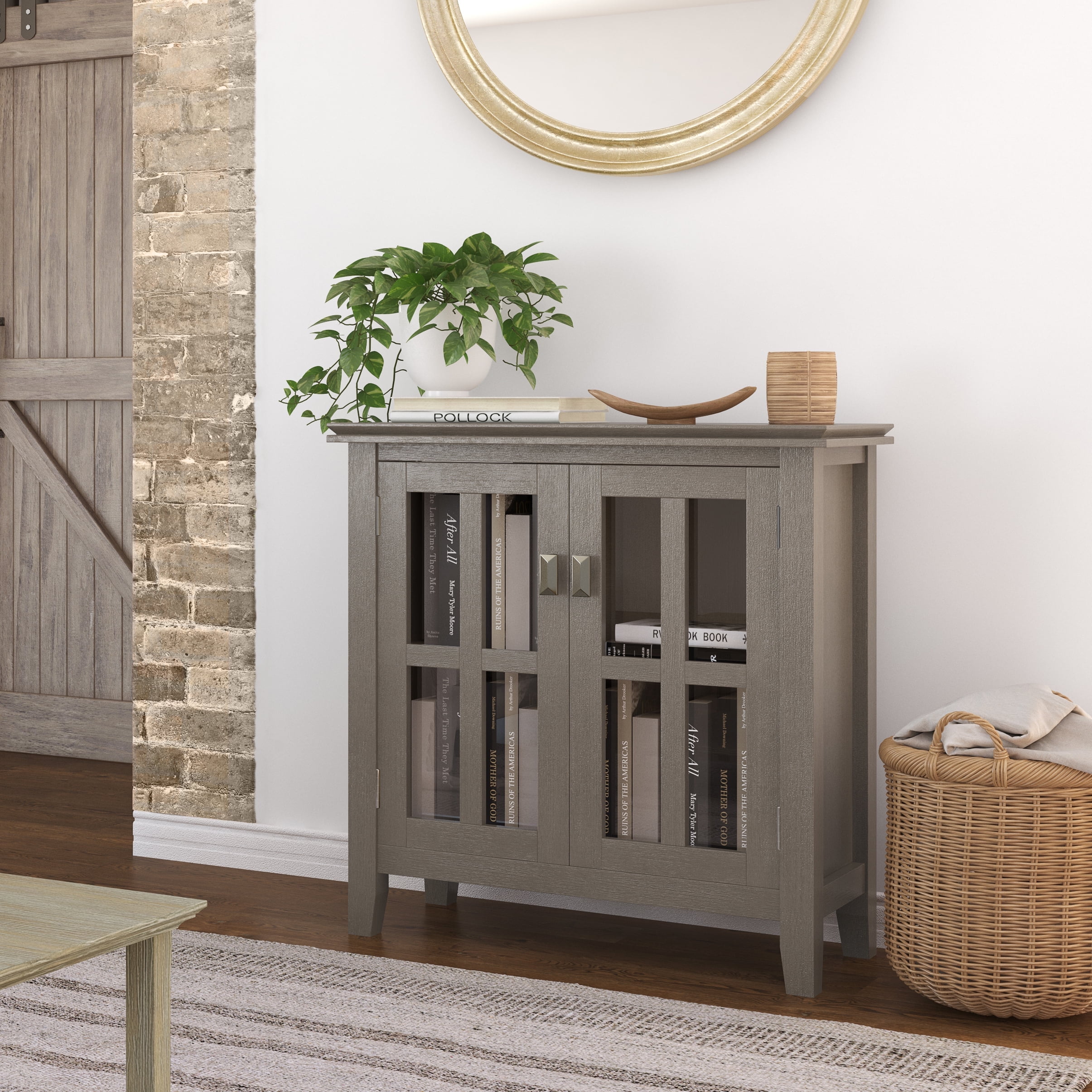 Simpli Home Artisan SOLID WOOD 30 inch Wide Contemporary Low Storage ...