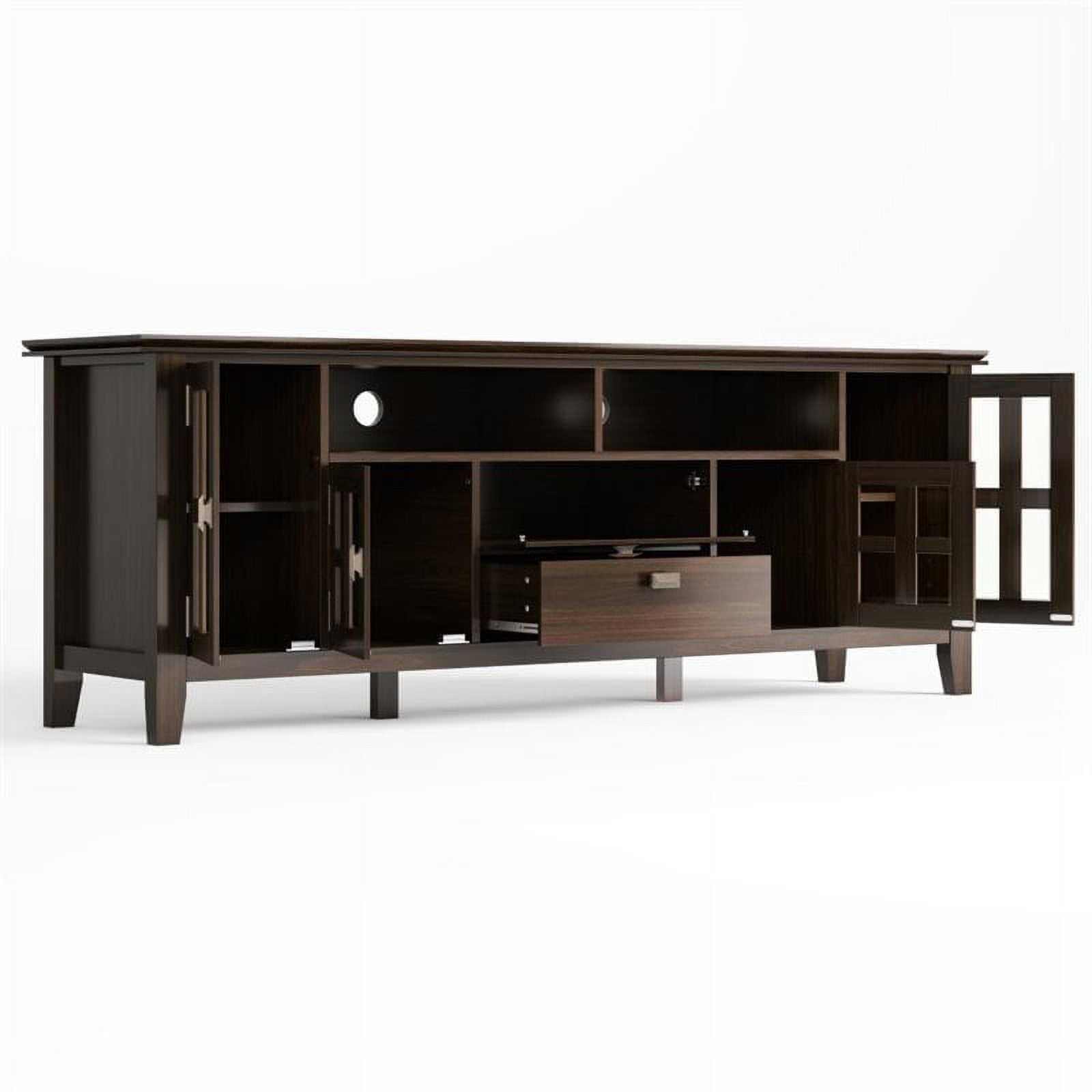 Simpli Home Artisan Wood 72" Transitional TV Media Stand in Tobacco ...