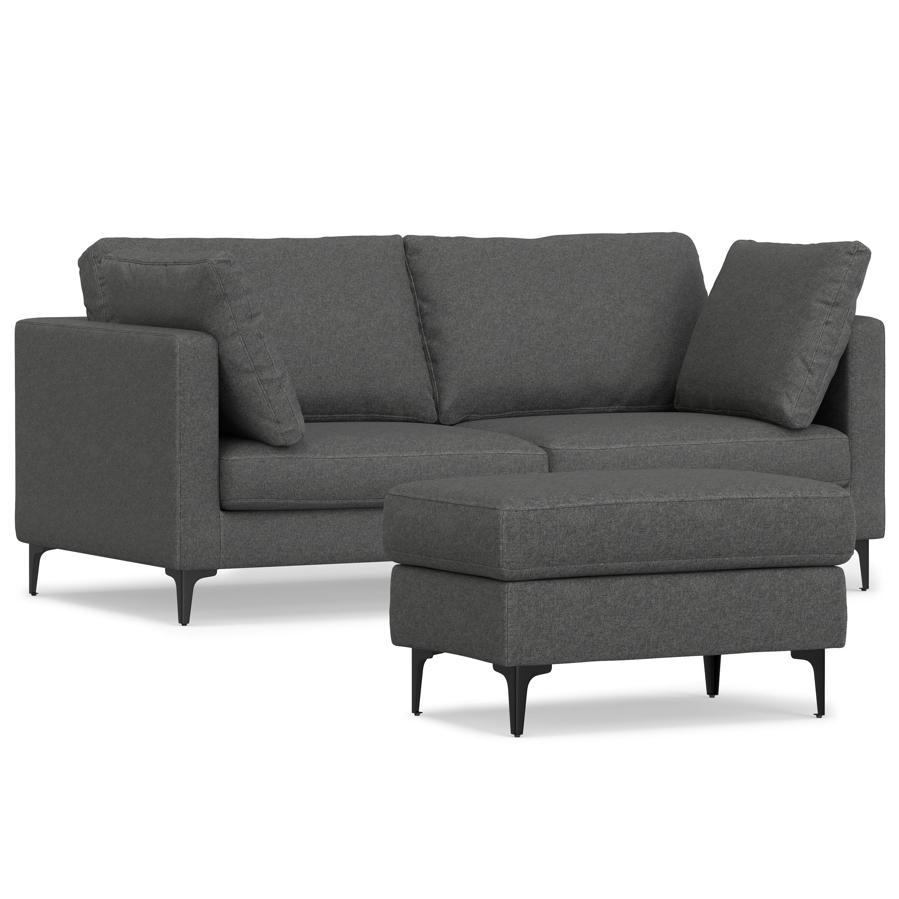 Simpli Home Ava 76-inch Sofa and Ottoman Set in Tightly Woven ...