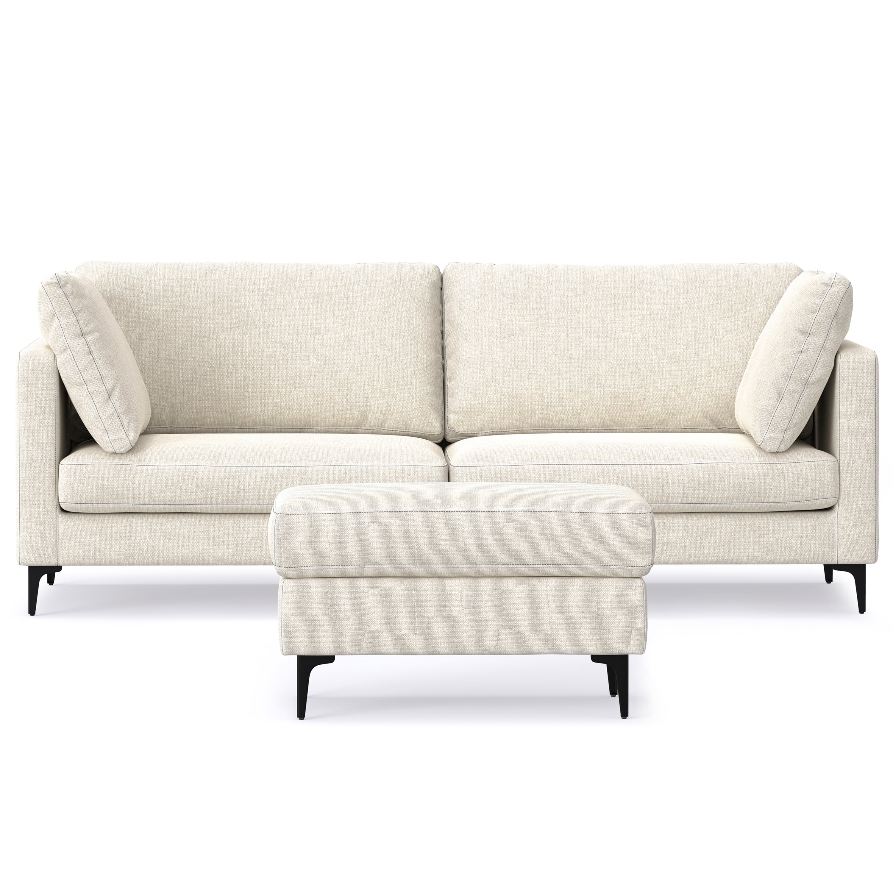 Simpli Home Ava 90-inch Sofa and Ottoman Set in Tightly Woven ...