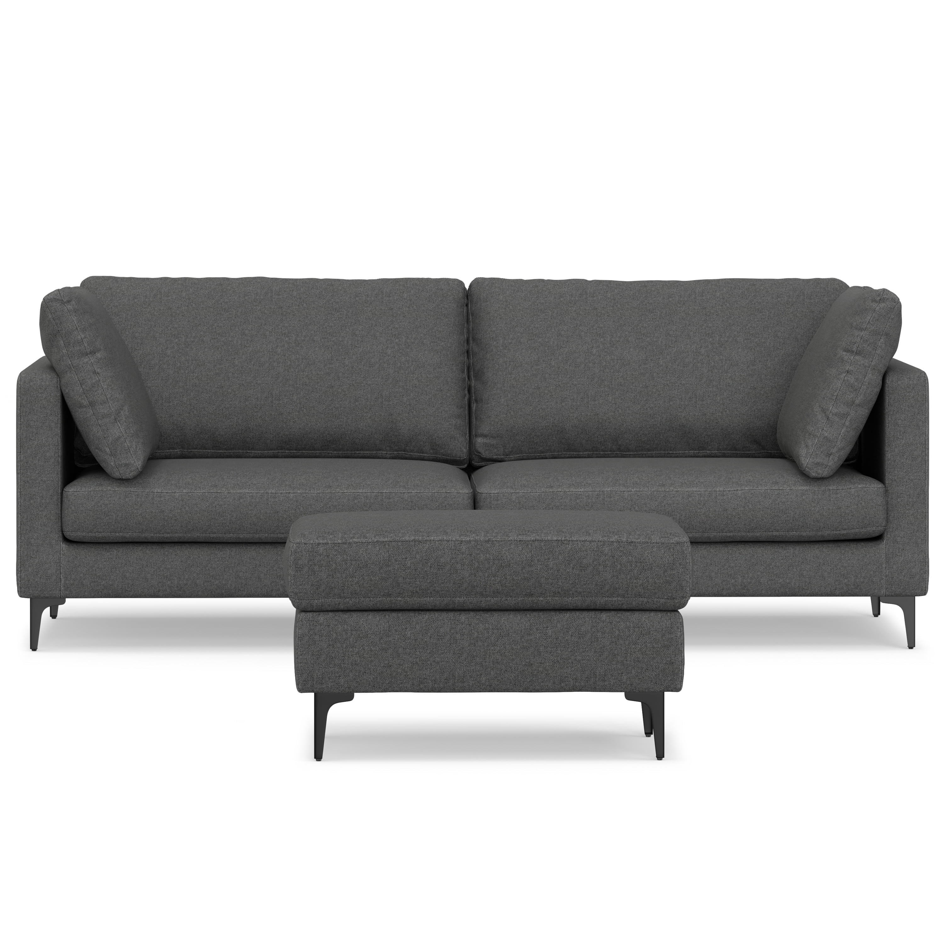 Simpli Home Ava 90-inch Sofa and Ottoman Set in Tightly Woven ...