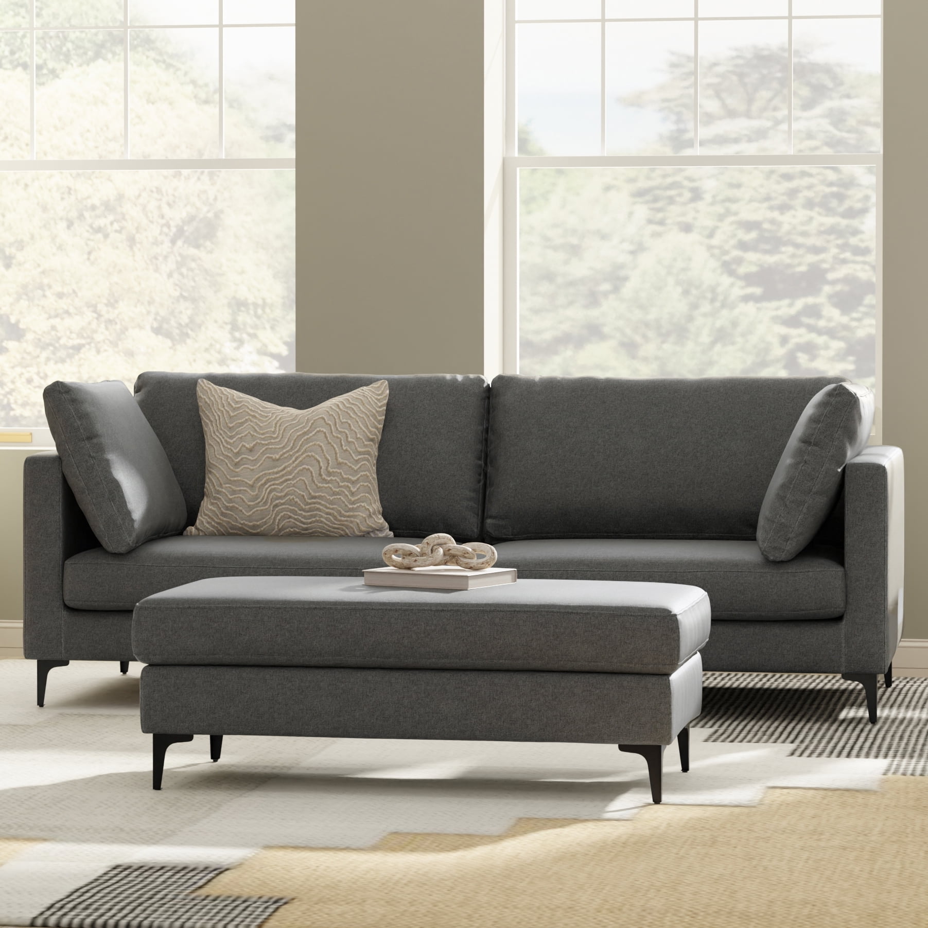 Simpli Home Ava 90-inch Sofa in Tightly Woven Performance Fabric ...