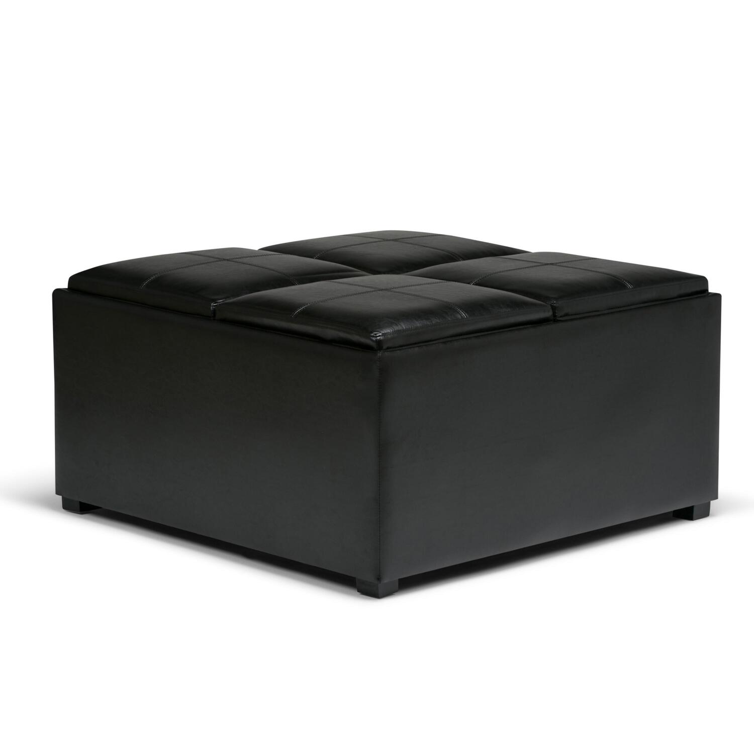 Simpli Home Avalon Extra Large Storage Ottoman with 3 Serving Trays ...