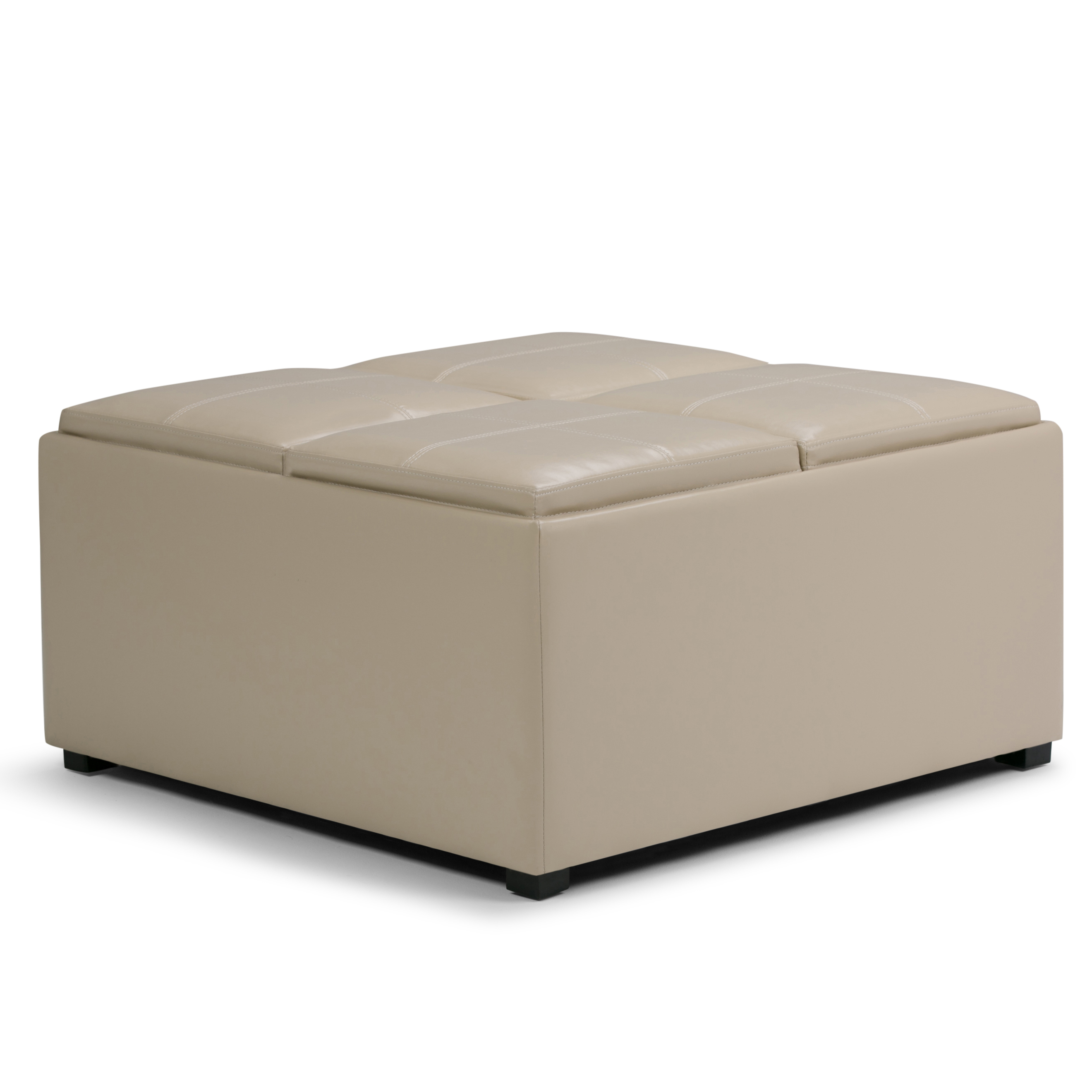 Simpli Home Avalon Coffee Table Storage Ottoman with 4 Serving Trays ...