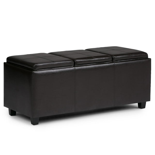 Simpli Home Avalon Extra Large Storage Ottoman with 3 Serving Trays ...
