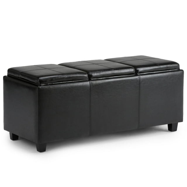 Simpli Home Avalon Extra Large Storage Ottoman with 3 Serving Trays ...