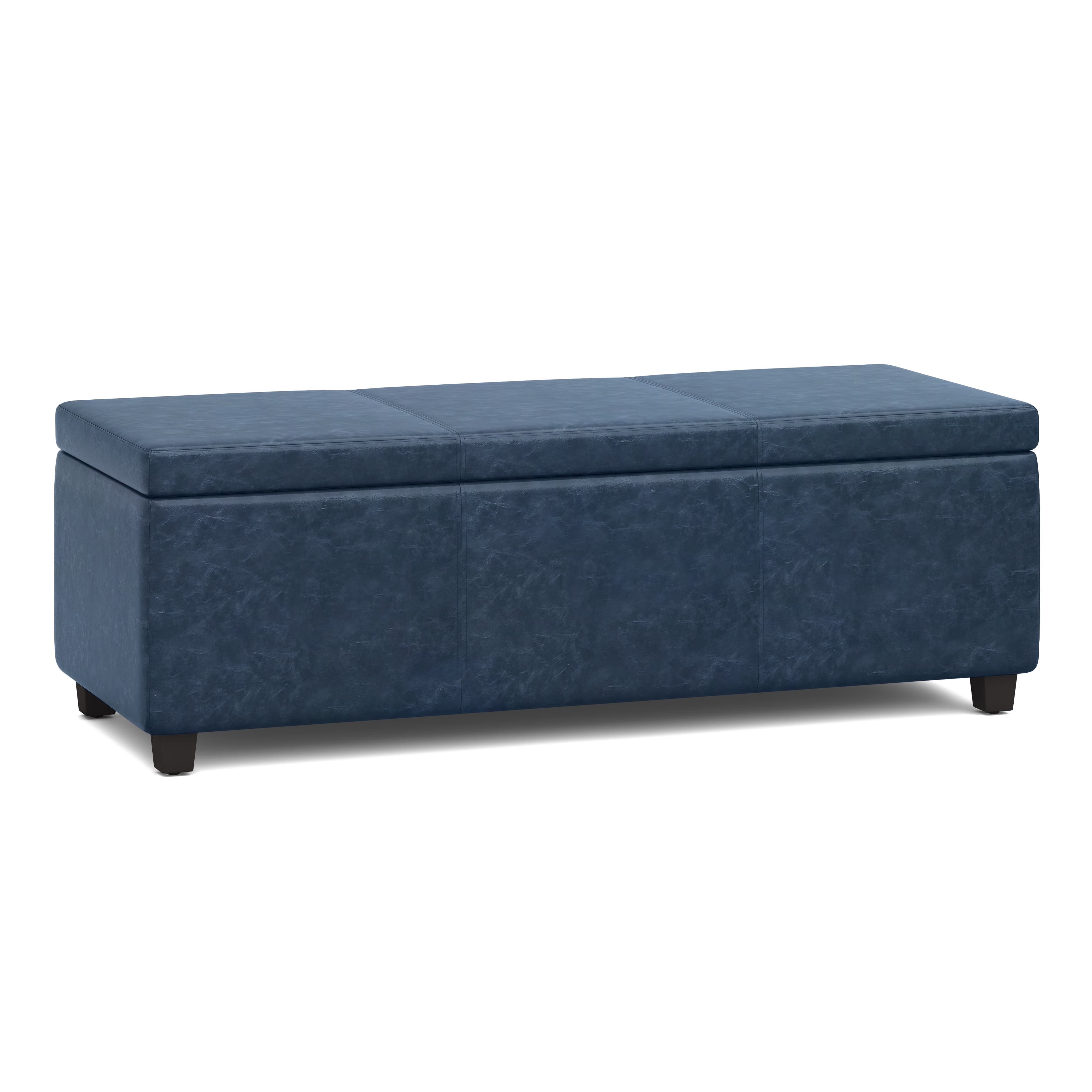 Simpli Home Avalon Storage Ottoman, Upholstered Large Tufted Vegan ...