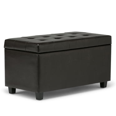 HomePop Ainsley Button Tufted Storage Bench - Light Brown Faux Leather ...
