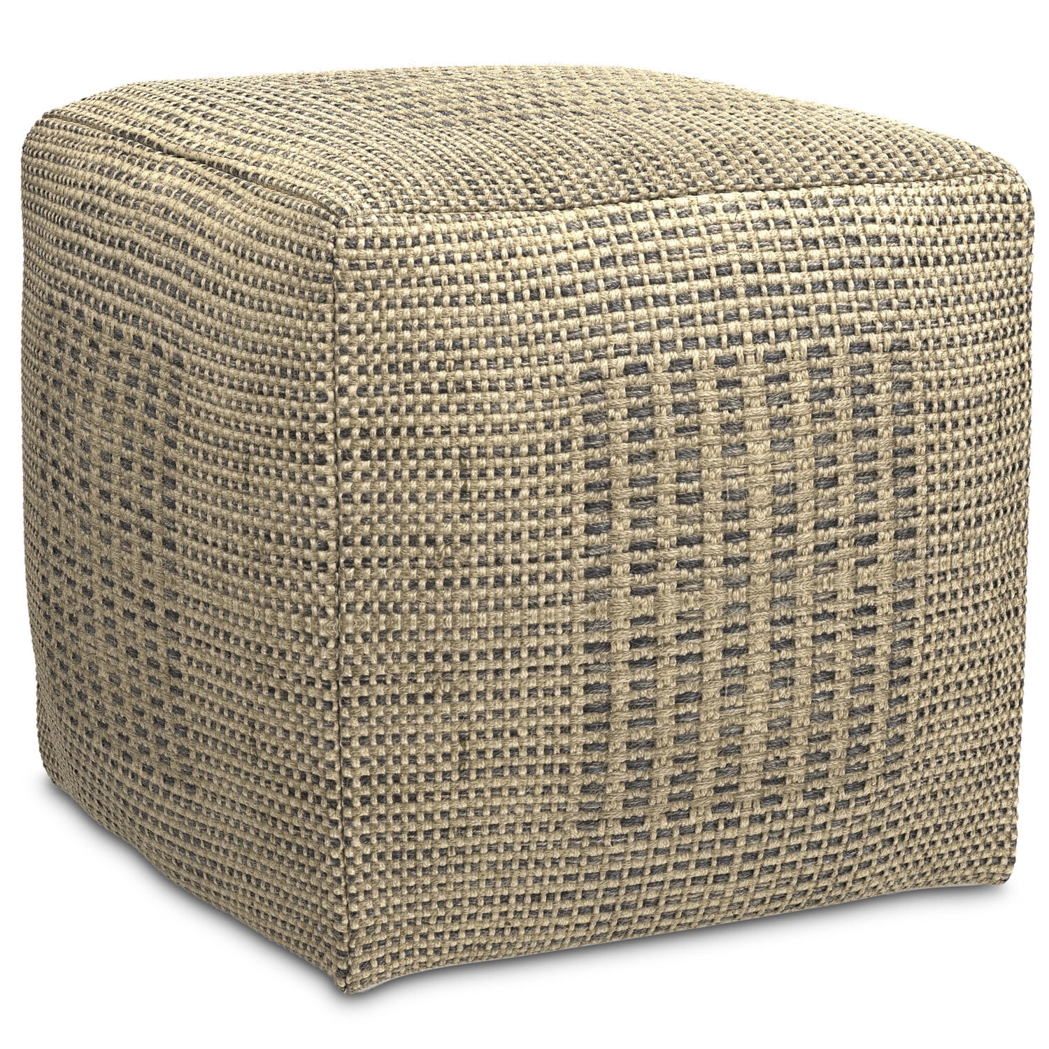 Simpli Home Delilah Contemporary Square Square Woven Pouf in Natural ...
