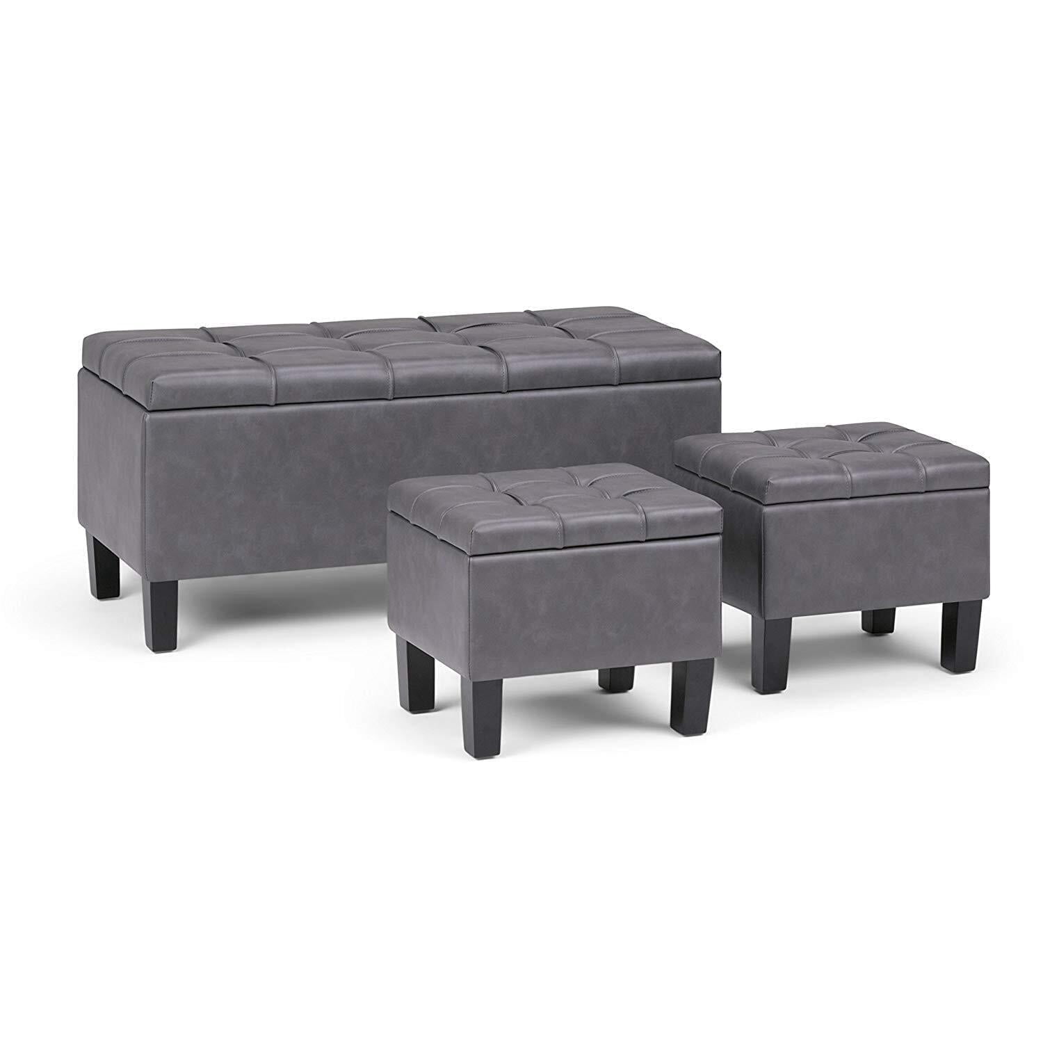 Simpli Home Dover 44 inch Wide Contemporary Rectangle 3 Pc Storage ...