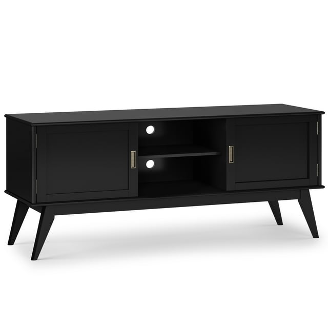 Simpli Home Draper Mid Century Low TV Media Stand in Black - Walmart.com