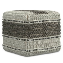 Simpli Home Sweeney Boho Square Pouf in Brown Handloom Woven Pattern - Walmart.com