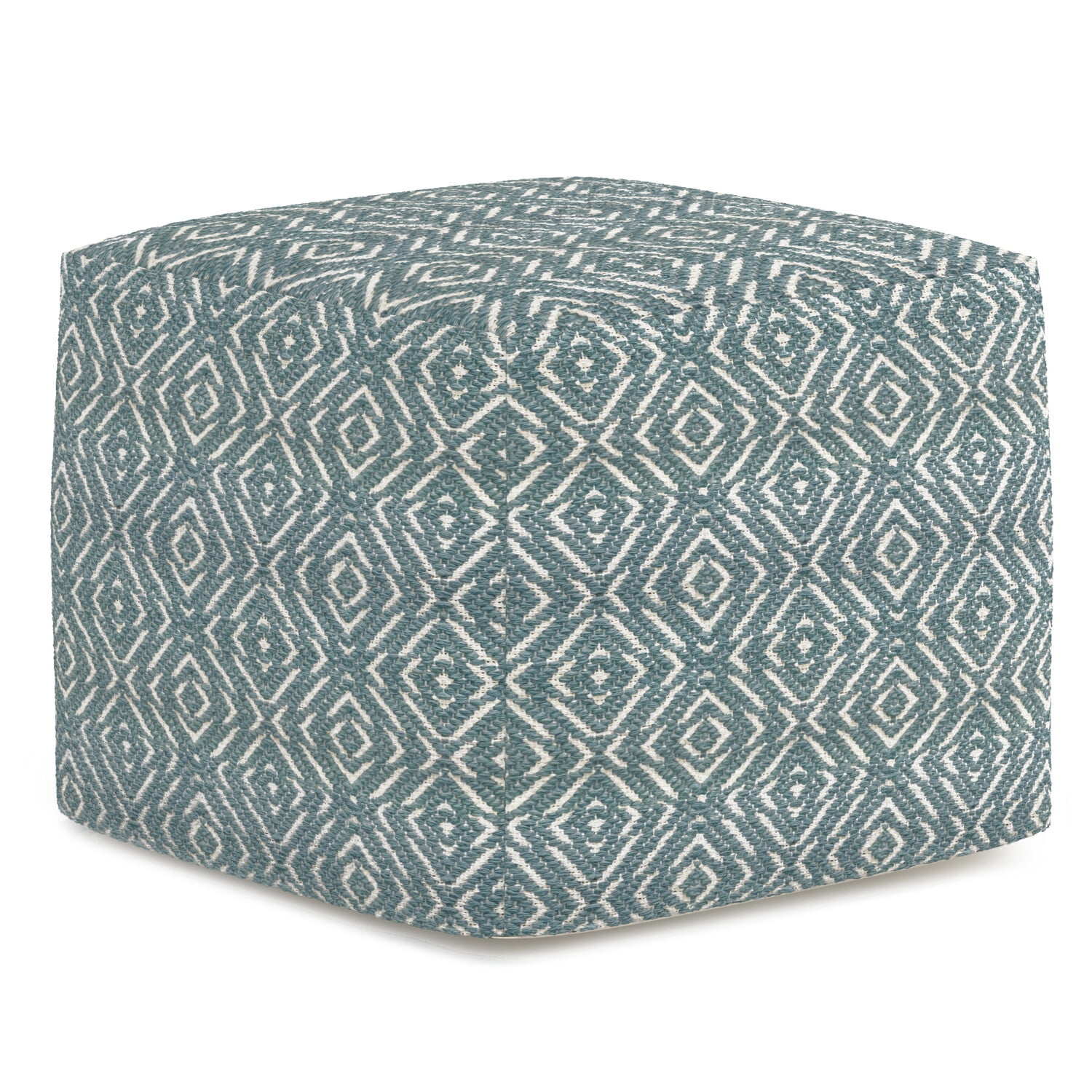 Simpli Home Graham Square Pouf in Patterned Teal and Natural Cotton - Walmart.com