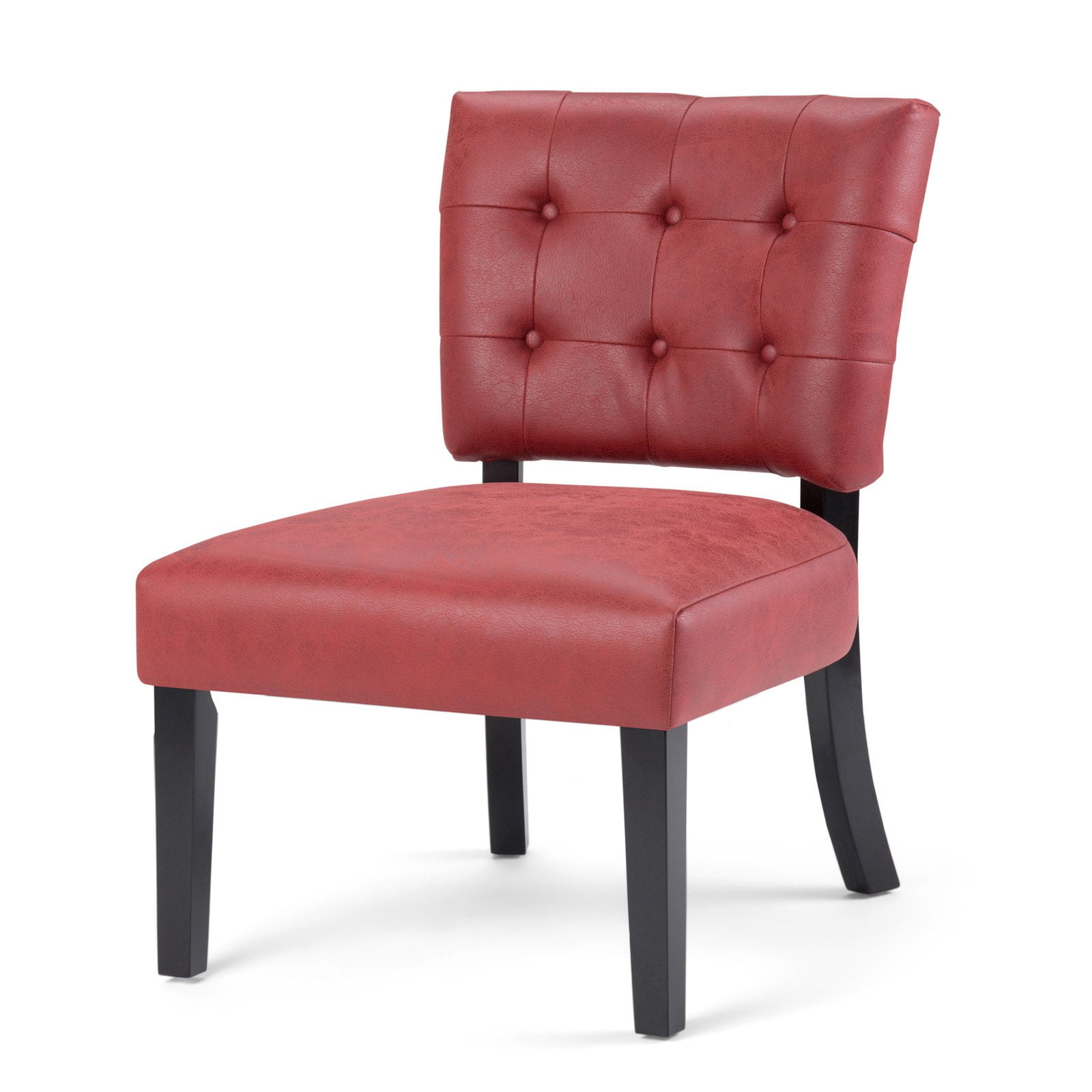 Simpli Home Greer Accent Chair in Ruby Red Faux Air Leather - Walmart.com