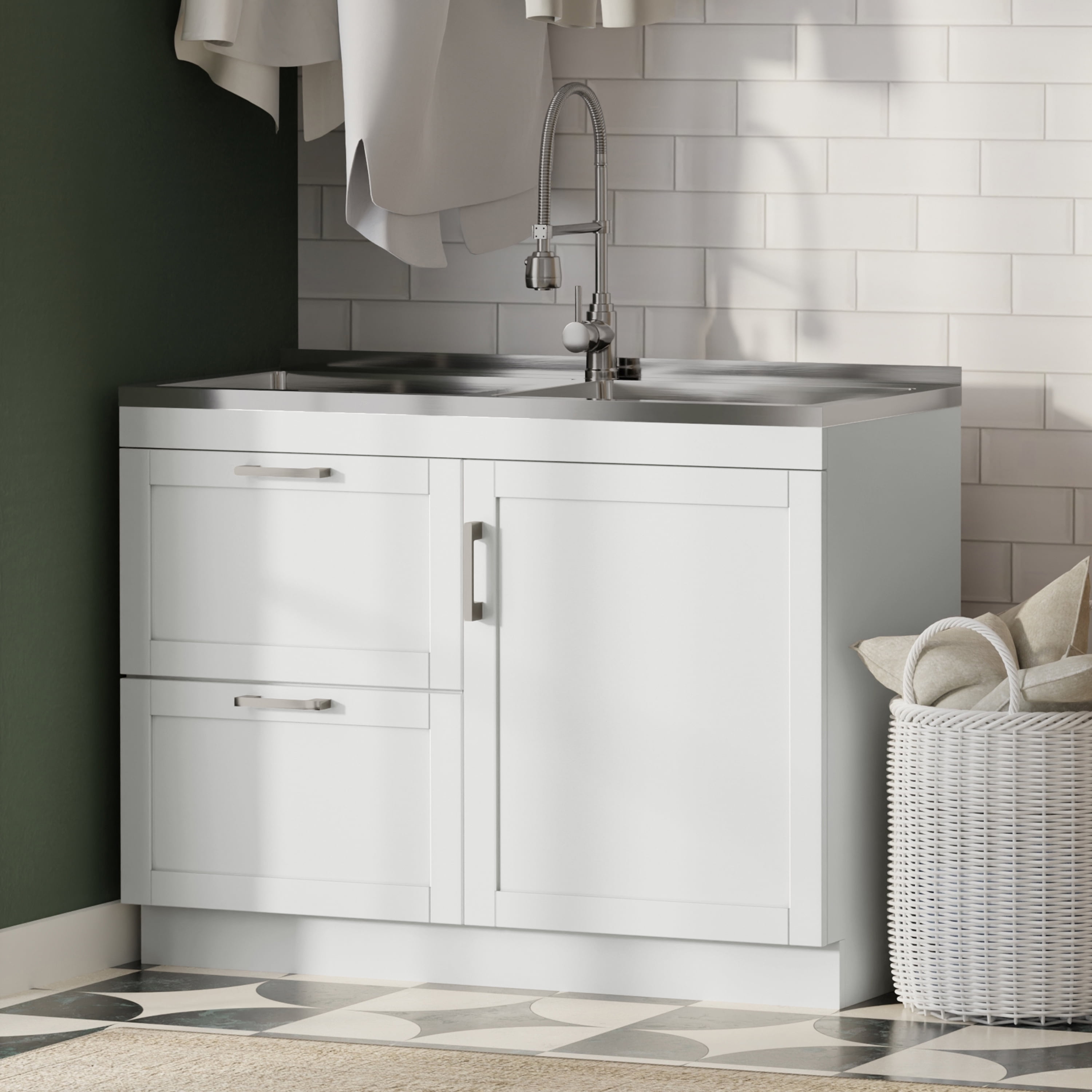 Simpli Home Hennessy All-In-One 46-inch Laundry Utility Sink and ...