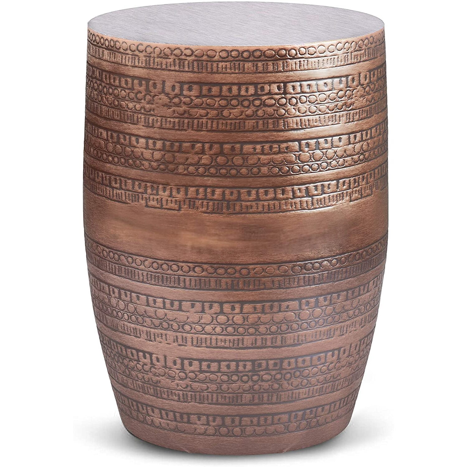 "Simpli Home Johnsen Large Boho Accent Side Table, 15"" Round Drum ...