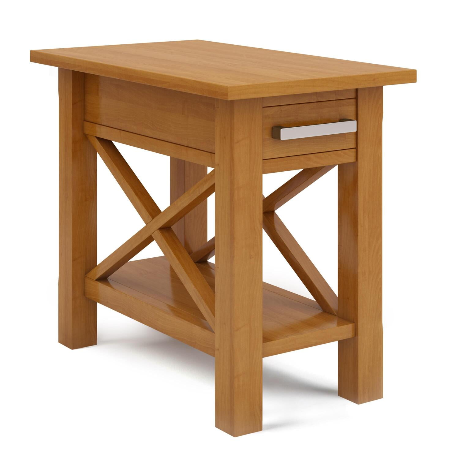 Simpli Home Kitchener Solid Wood Narrow Side Table in Light Golden ...