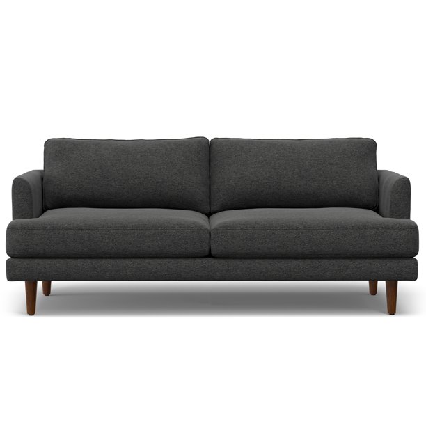 Simpli Home Livingston Mid-Century Modern 76 inch Wide Sofa in Charcoal ...