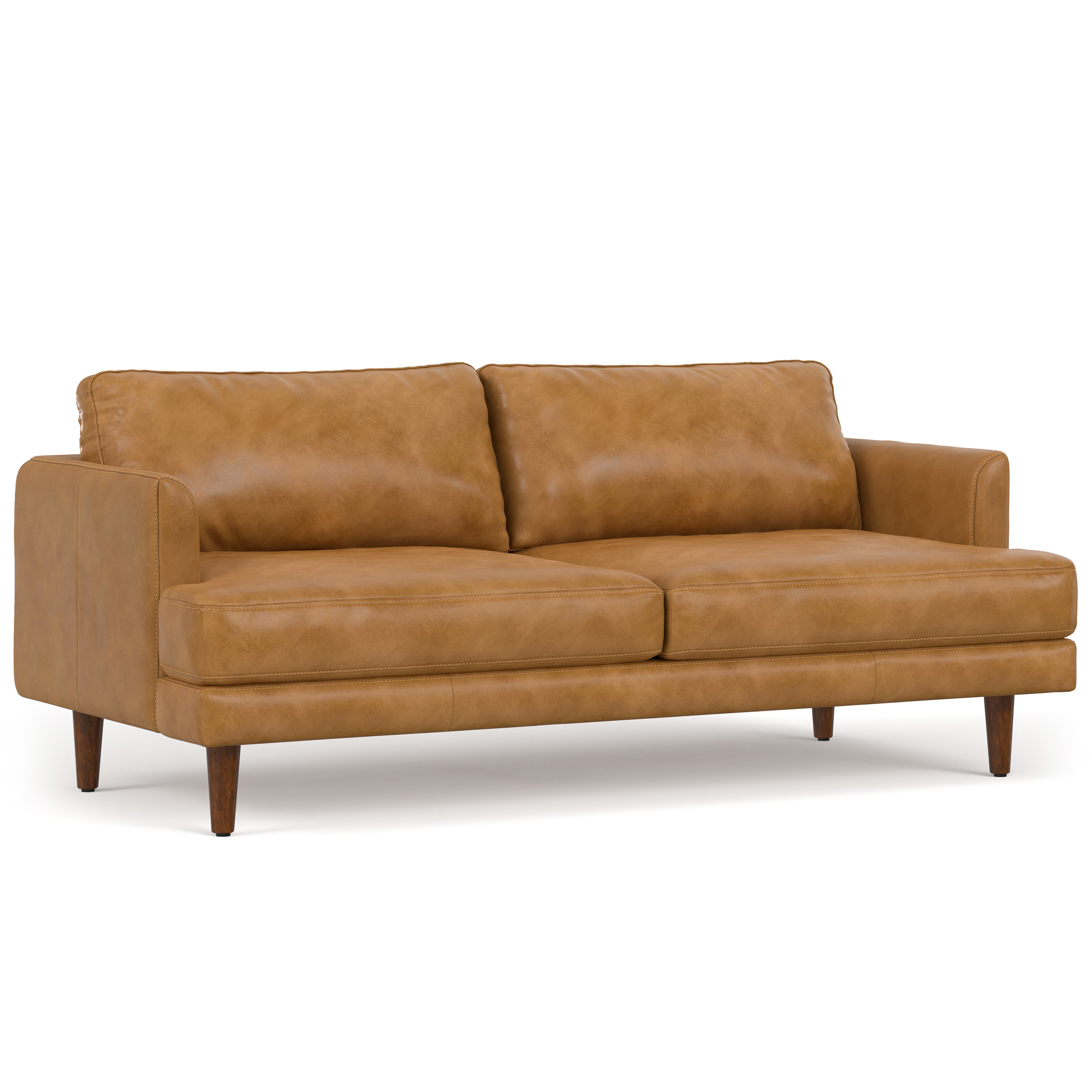 Simpli Home Livingston Mid-Century Modern 76 inch Wide Sofa in Sienna ...