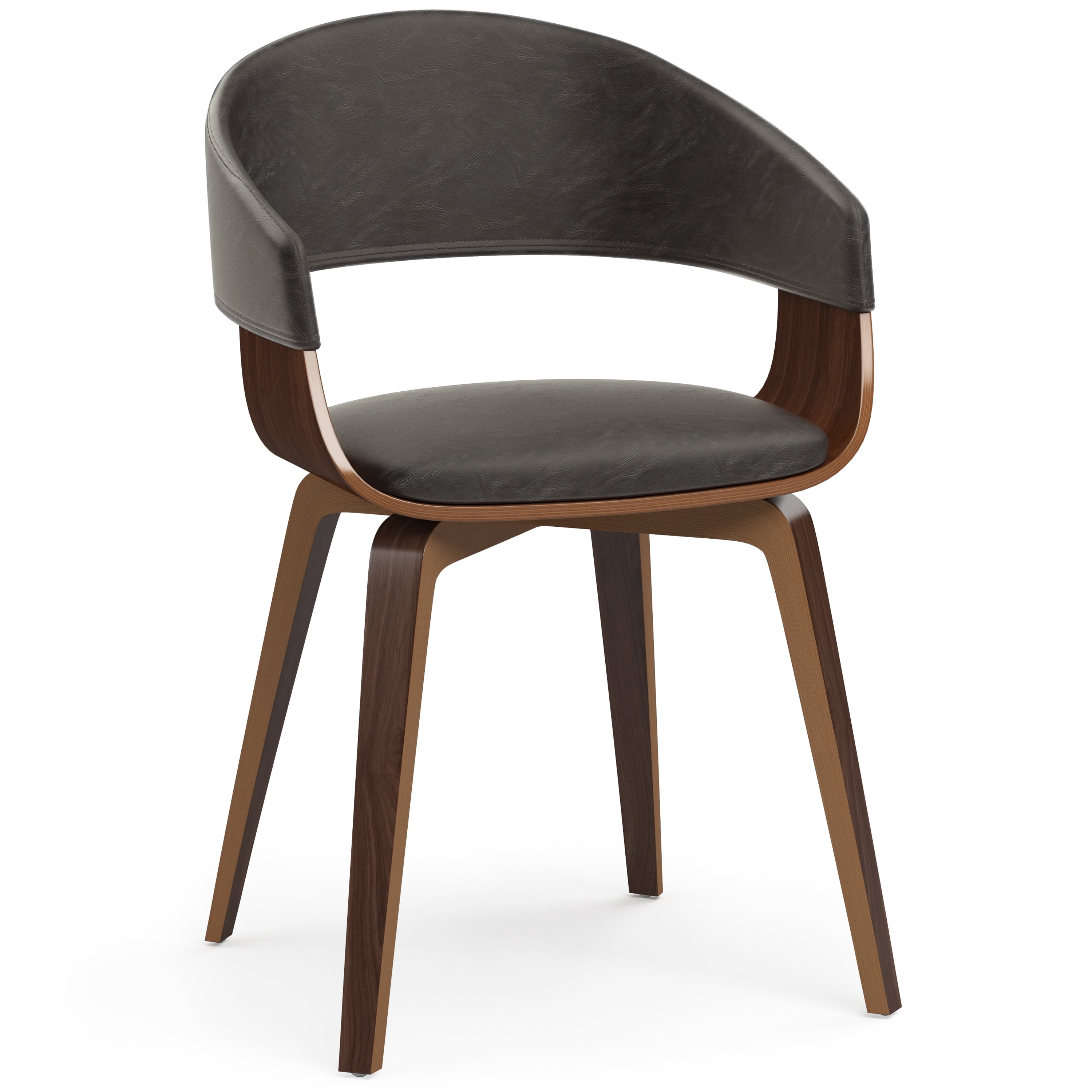 Simpli Home Lowell Bentwood Dining Chair in Distressed Brown Vegan Faux ...