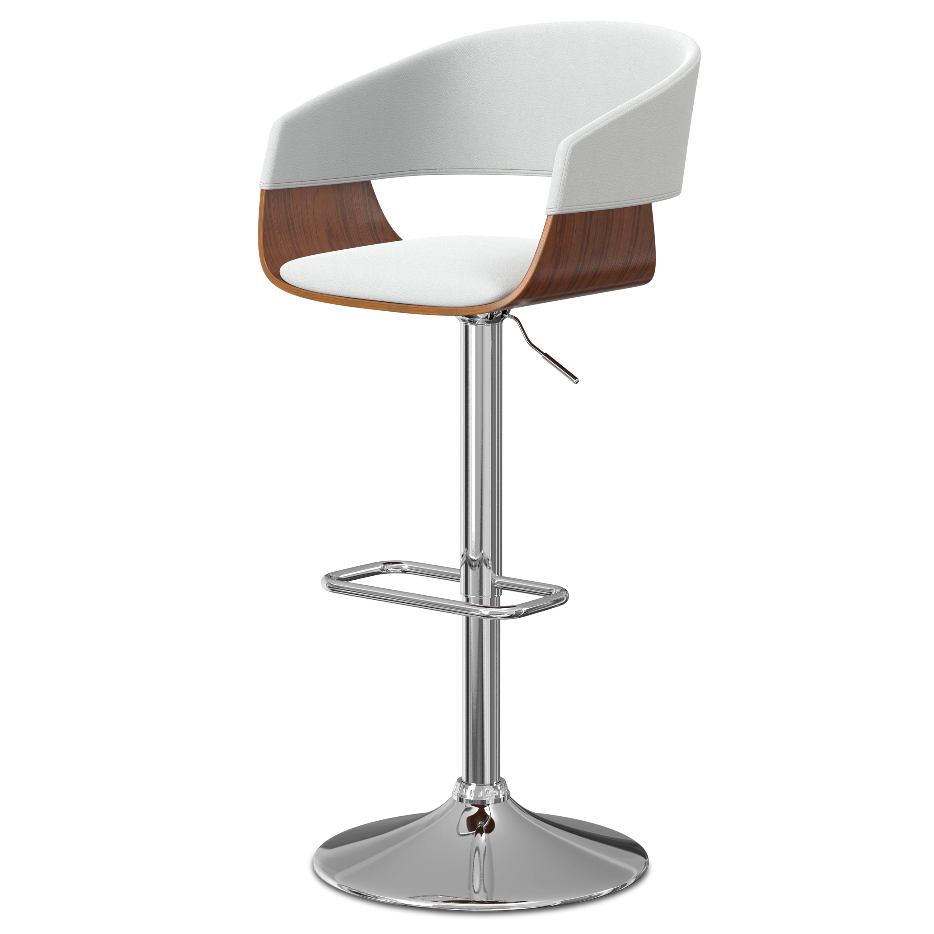 Simpli Home Lowell Mid Century Modern Adjustable Swivel Bar Stool in ...