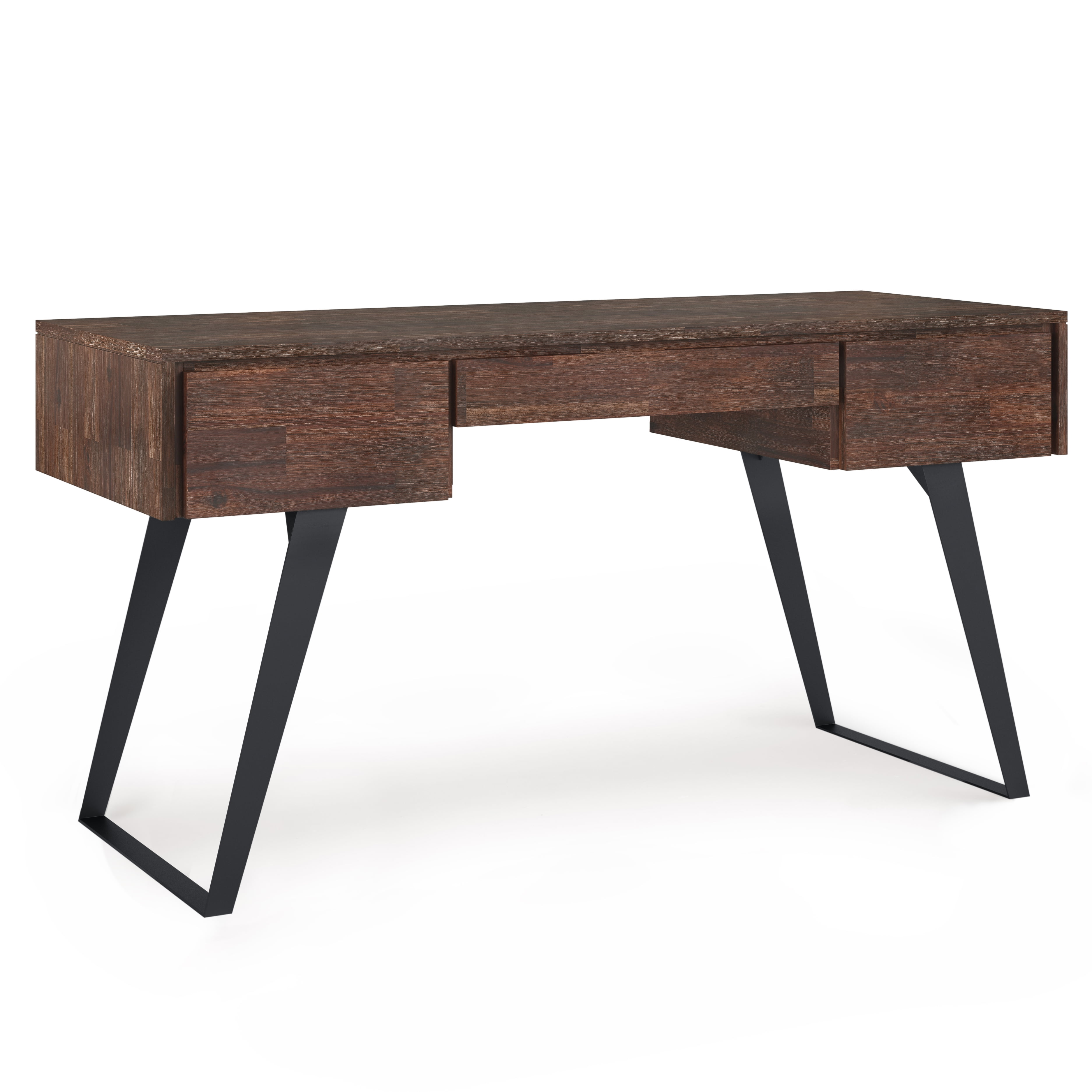 Simpli Home Lowry 60" Wide Desk with Deep Drawers in Charcoal Brown ...