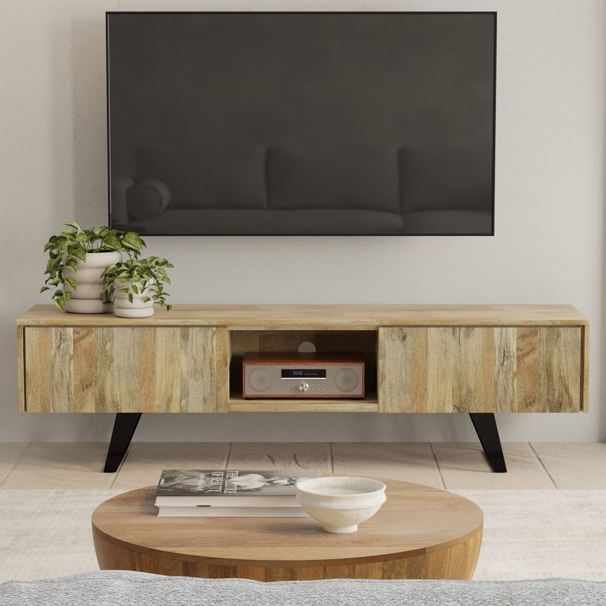 Simpli Home Lowry SOLID MANGO WOOD 72 inch Wide Modern Industrial TV ...