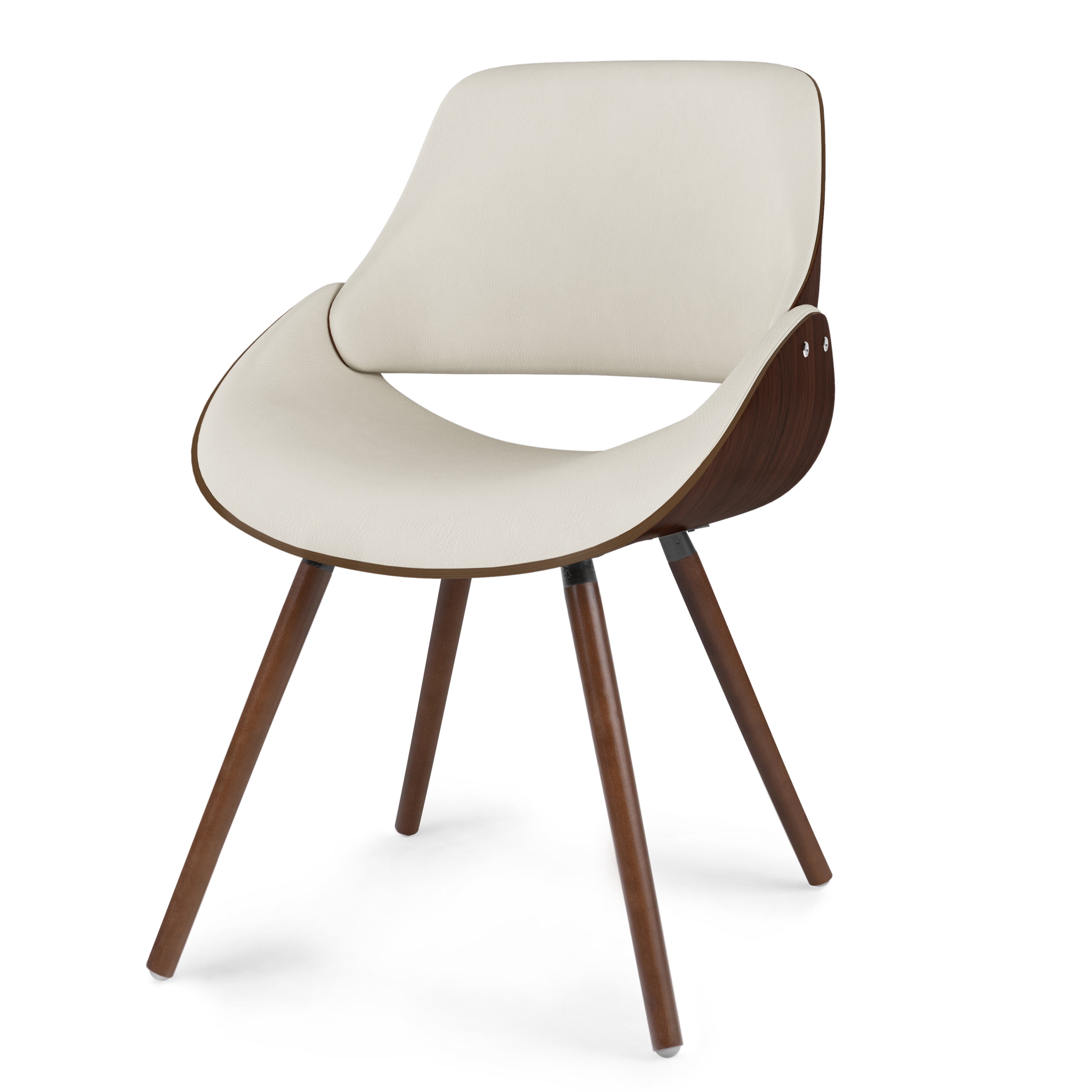 Simpli Home Malden Bentwood Dining Chair with Wood Back in Cream Vegan ...