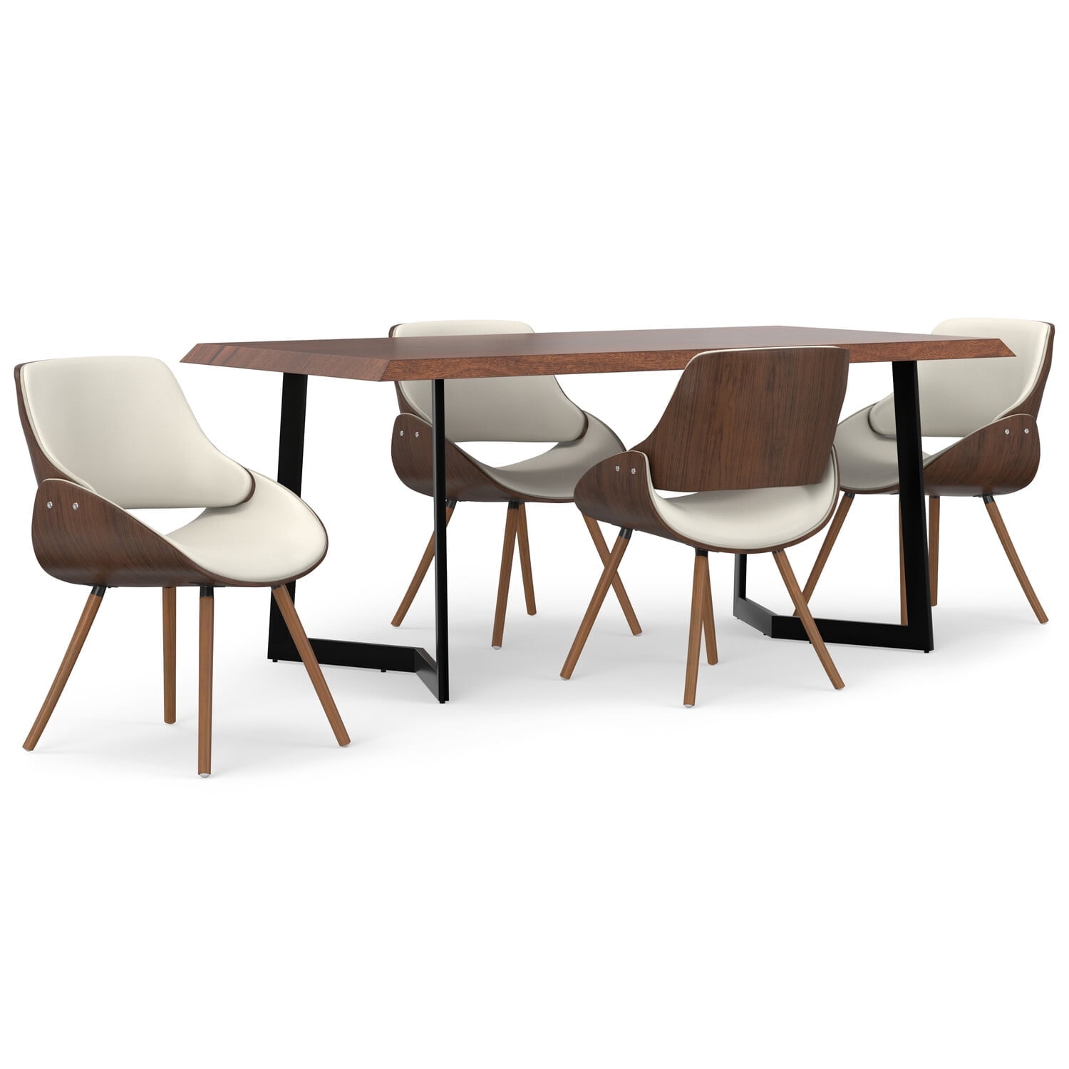 Simpli Home Malden Mid Century Modern 5 Pc Dining Set ,4 Dining Chairs ...