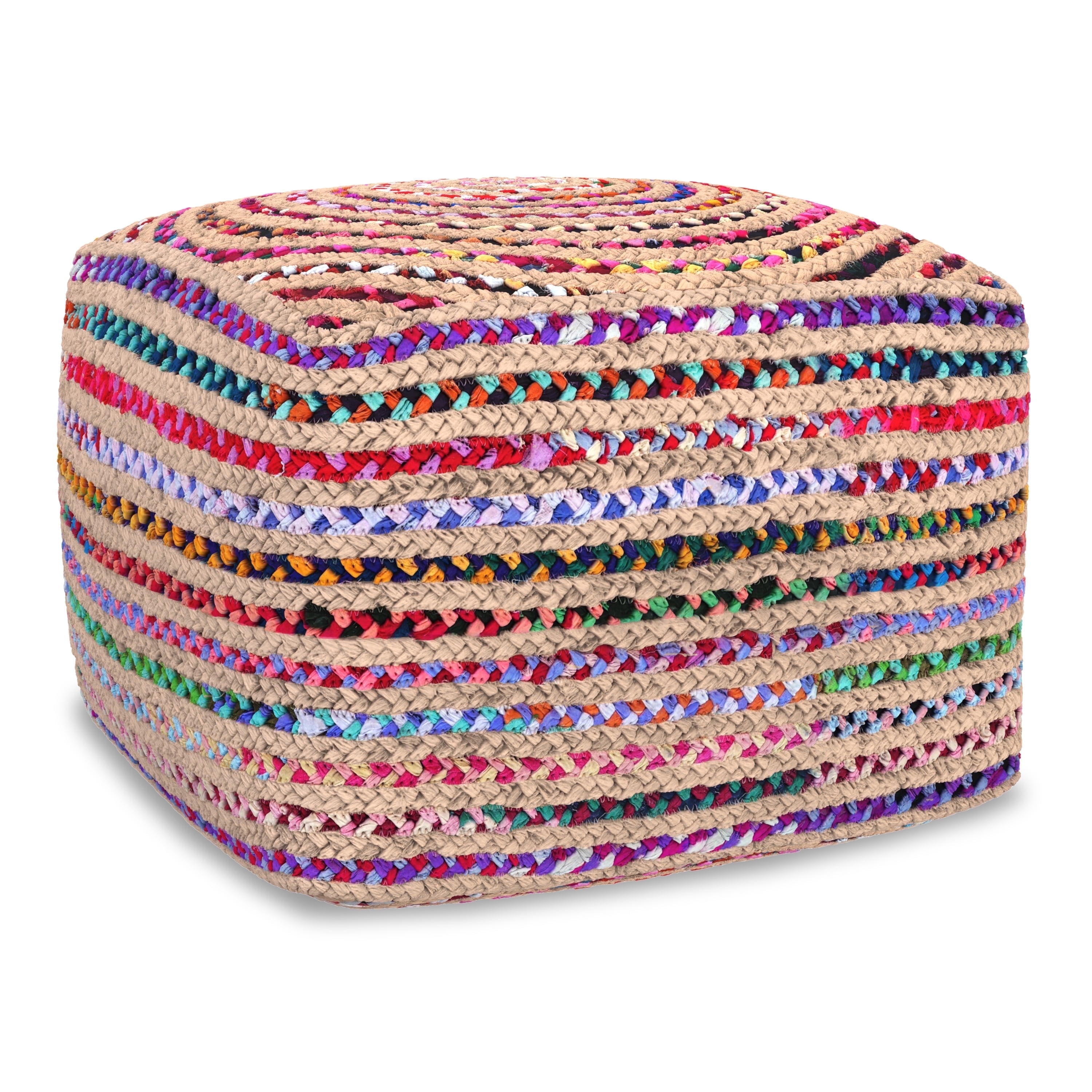Simpli Home Simpli Home Margo 20 inch Wide Boho Pouf in Multicolor ...