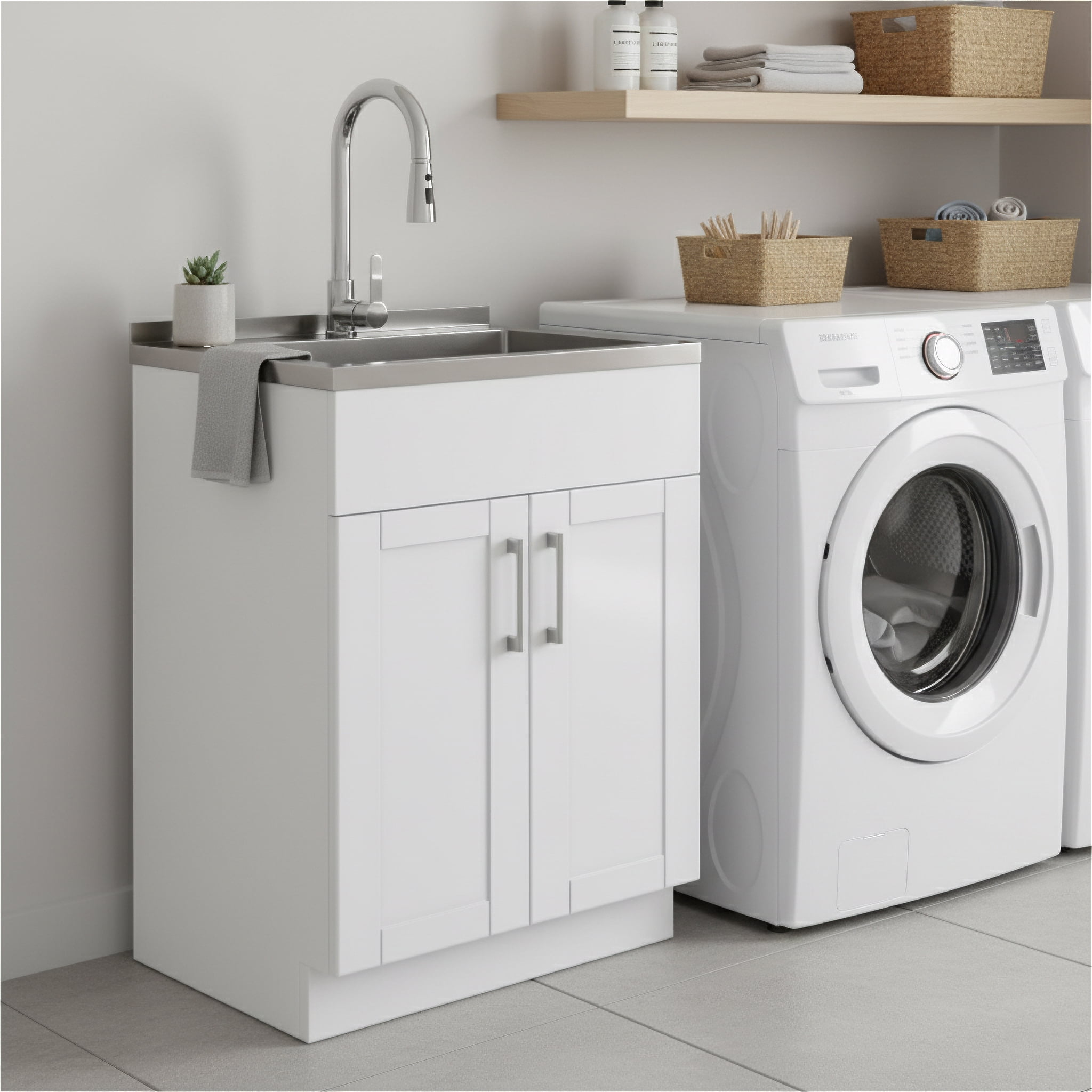 Simpli Home Modern Wide Shaker 28 inch Wide Utility Sink and Laundry ...