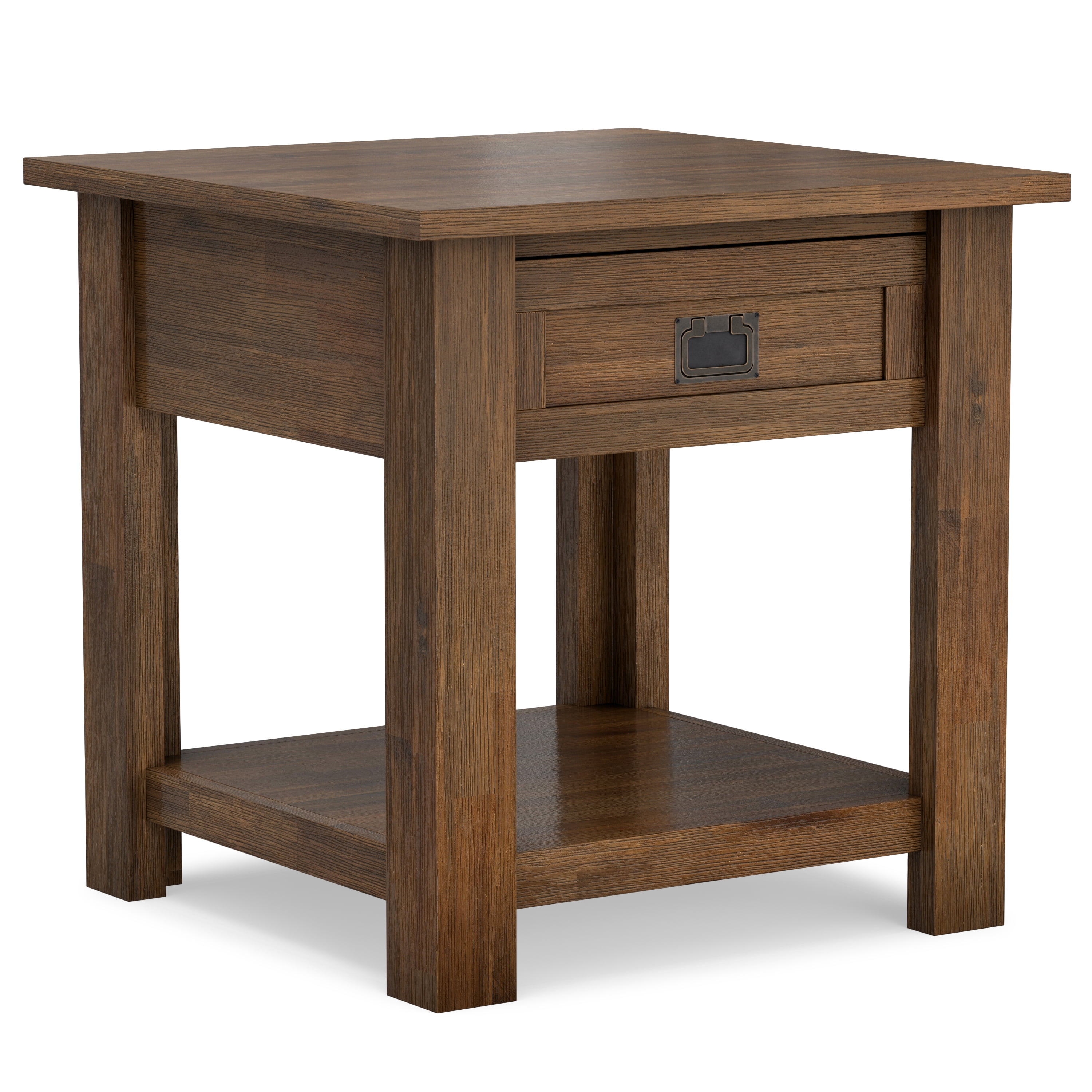 Simpli Home Monroe 22" Square Rustic Solid Wood End Table in Rustic ...