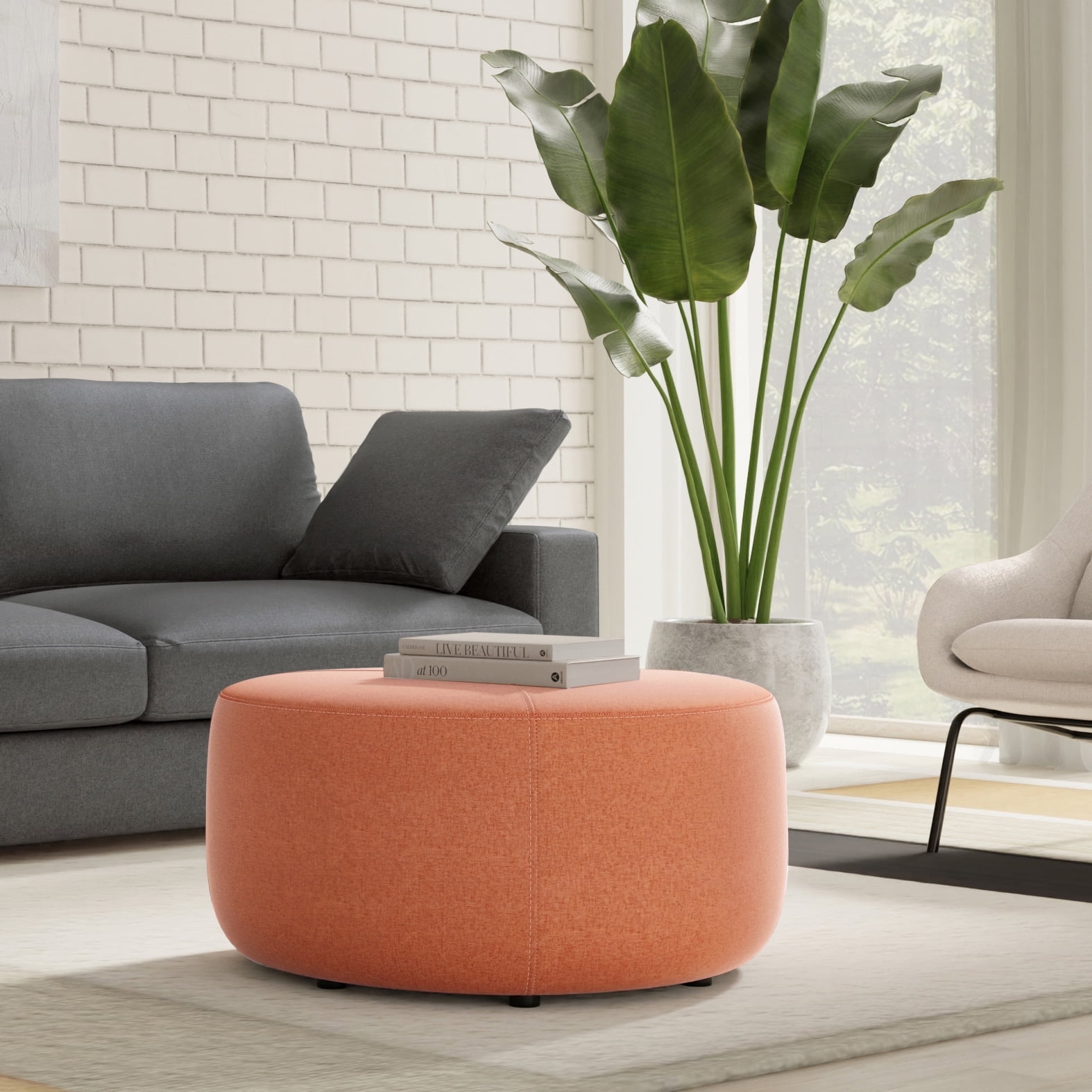 Simpli Home Moore 32 inch Wide Contemporary Irregular Large Ottoman in ...