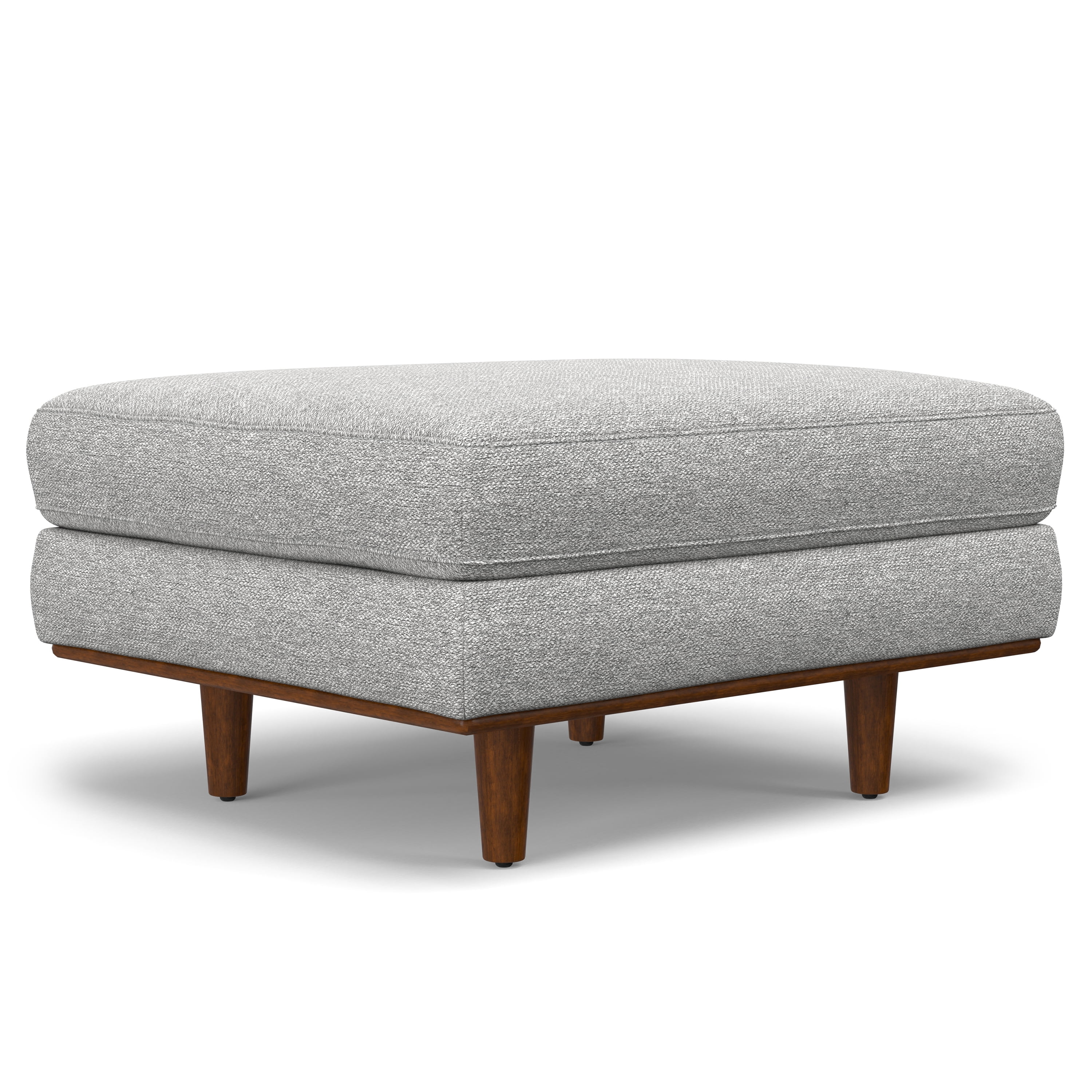 Simpli Home Morrison 33 inch Wide Mid-Century Modern Mid Century Ottoman in Mist Grey Woven ...