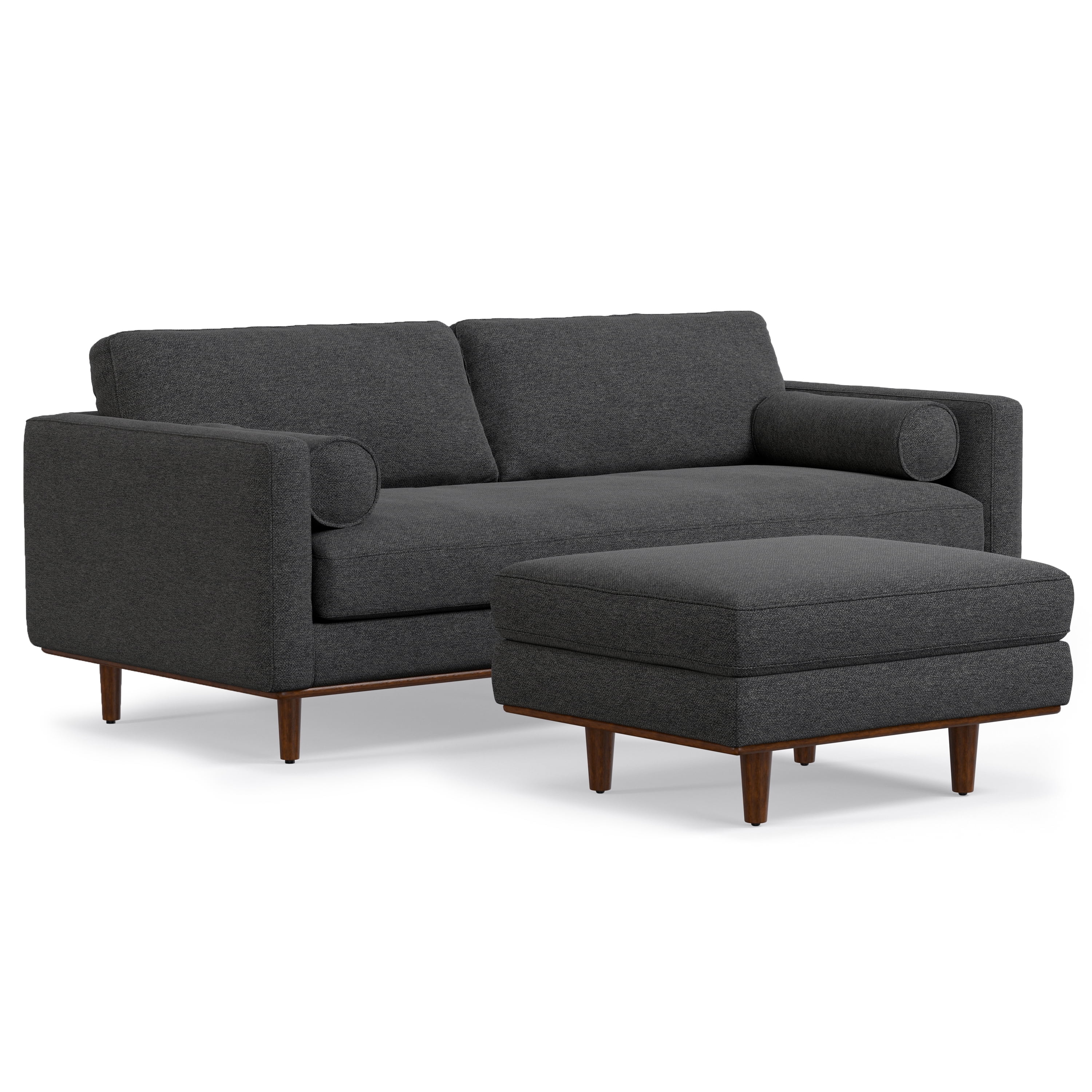 Simpli Home Morrison Mid-Century Modern 89 inch Wide Sofa with Ottoman ...
