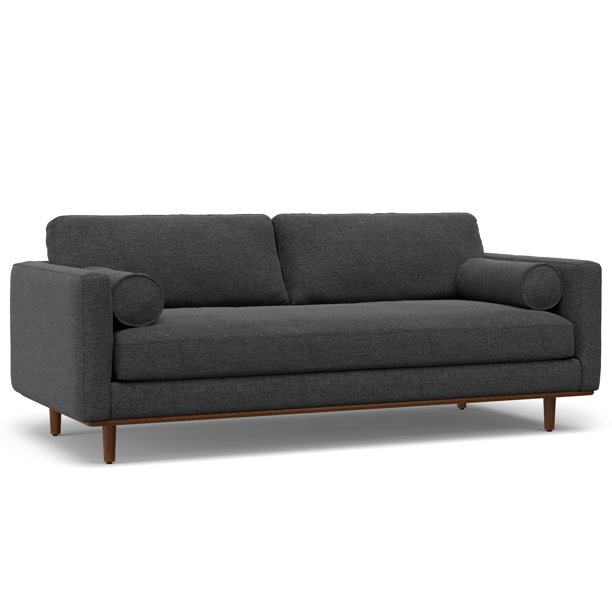 Simpli Home Morrison Mid-Century Modern 89 inch Wide Sofa in Charcoal ...
